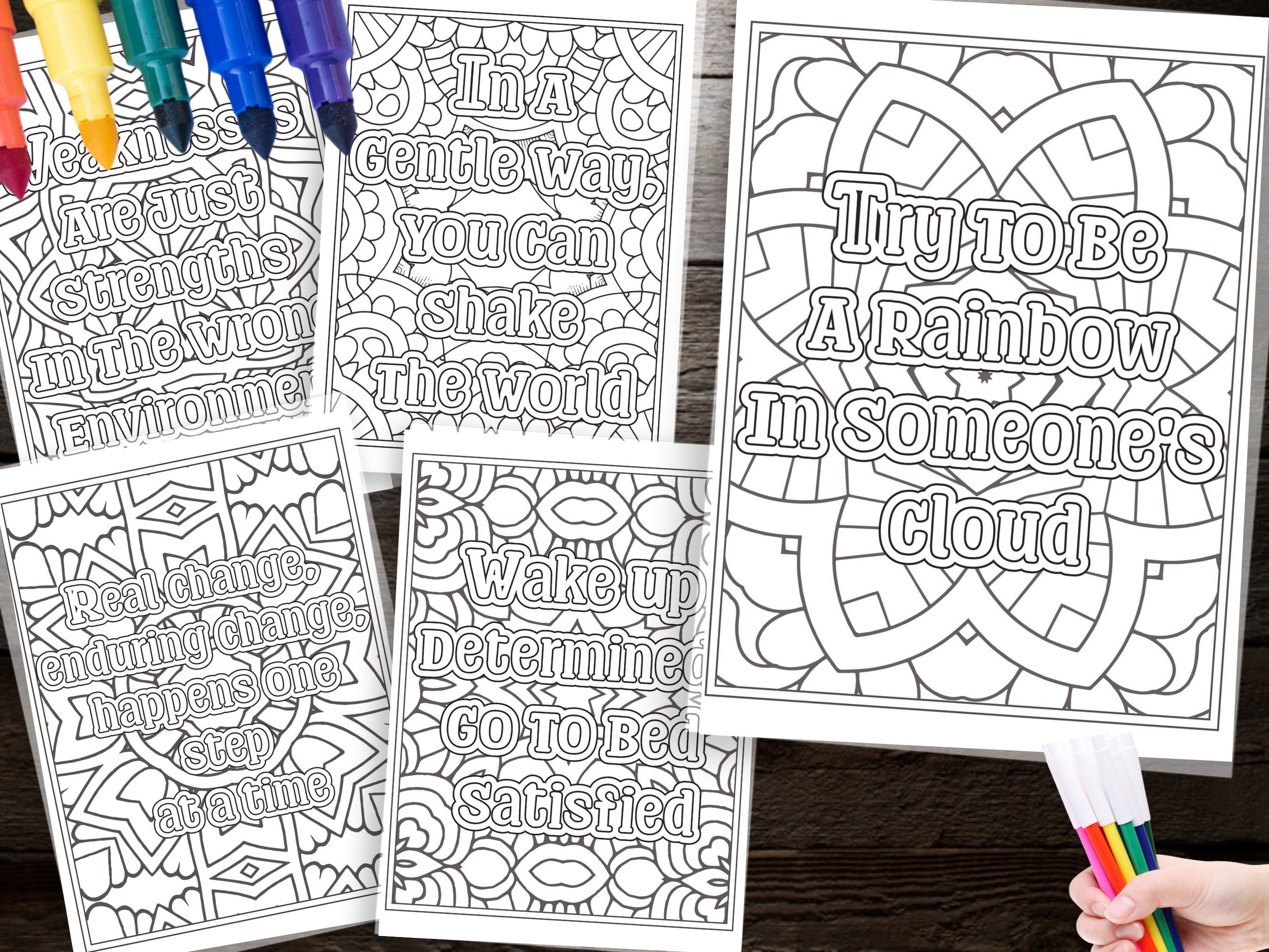 Inspirational Quotes Coloring Pages - Relaxing and Motivational Sayings ...
