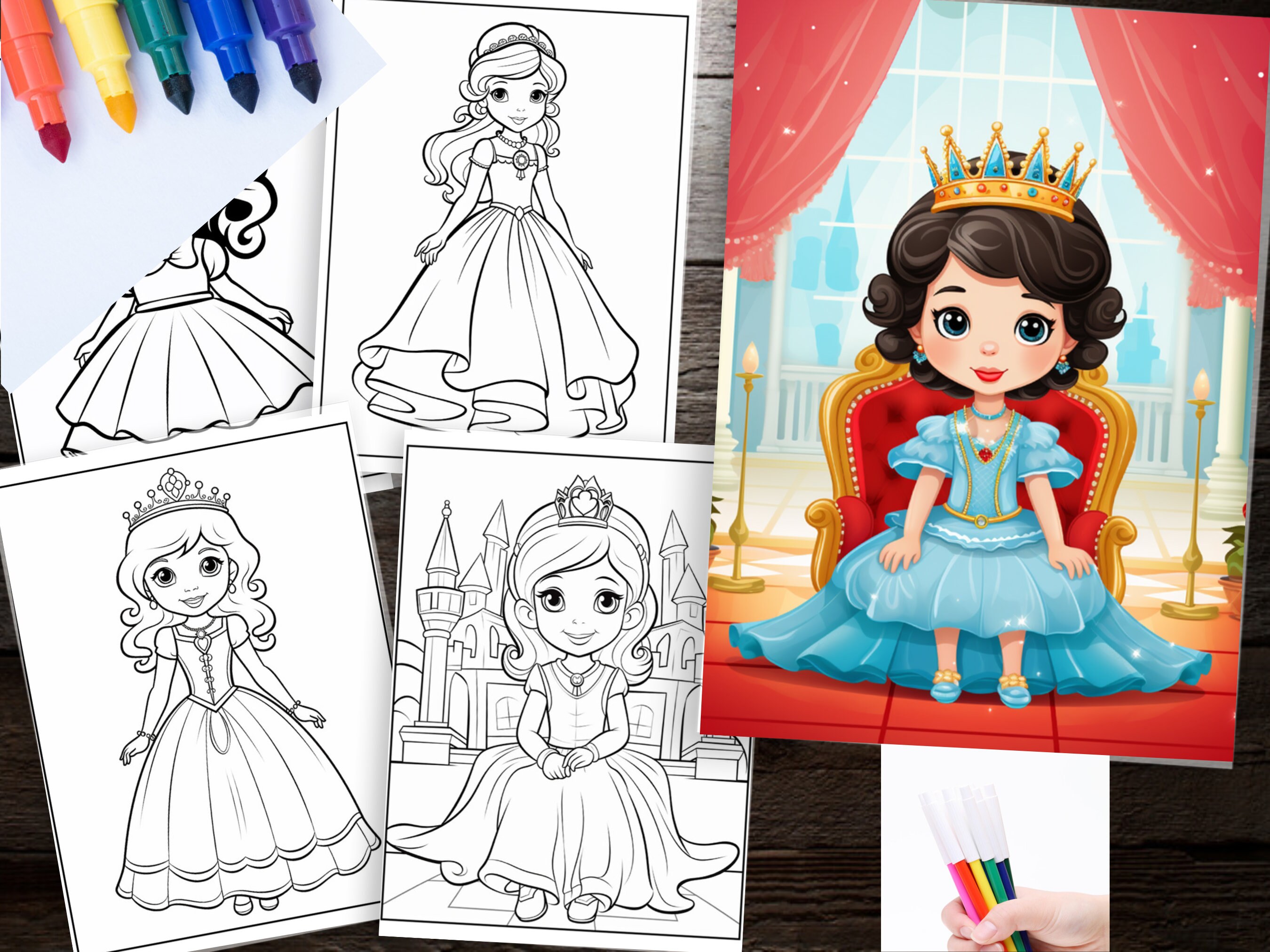110 Cute Princess Coloring Pages for Kids Princess Coloring Book Royal ...