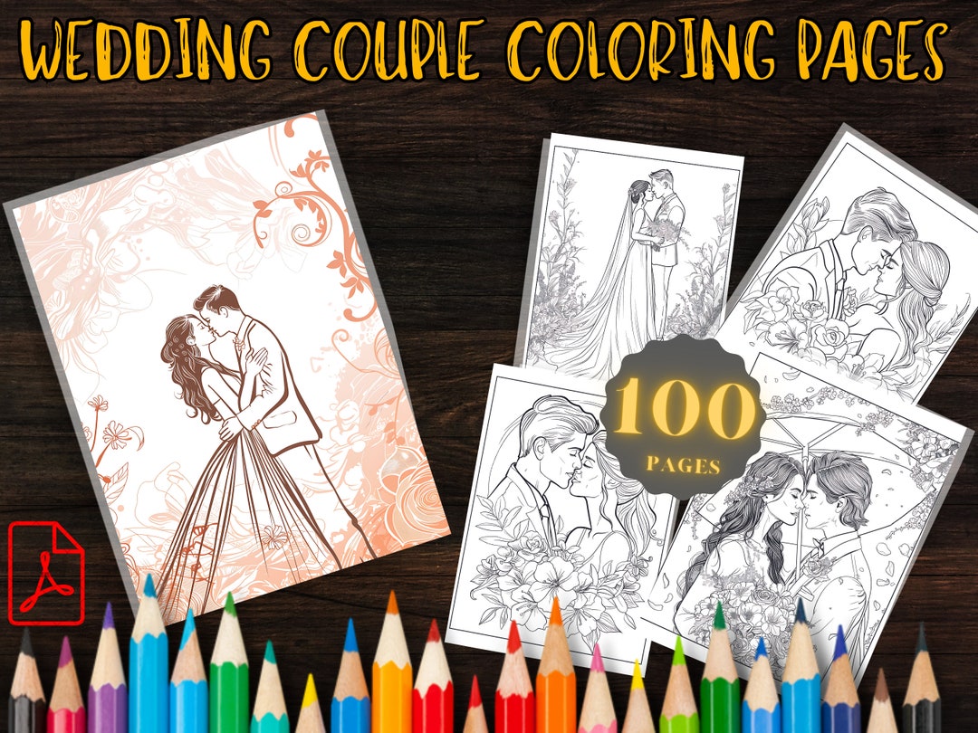 100 Wedding Couple Coloring Pages, Beautiful Printable Designs for ...