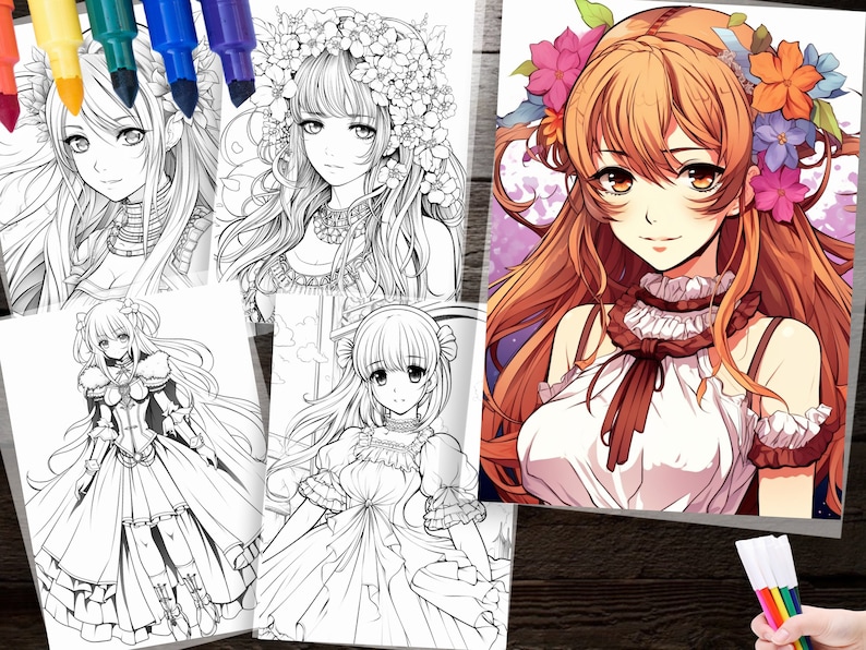 170 Anime Coloring Pages, Detailed Designs (printable Digital Download ...