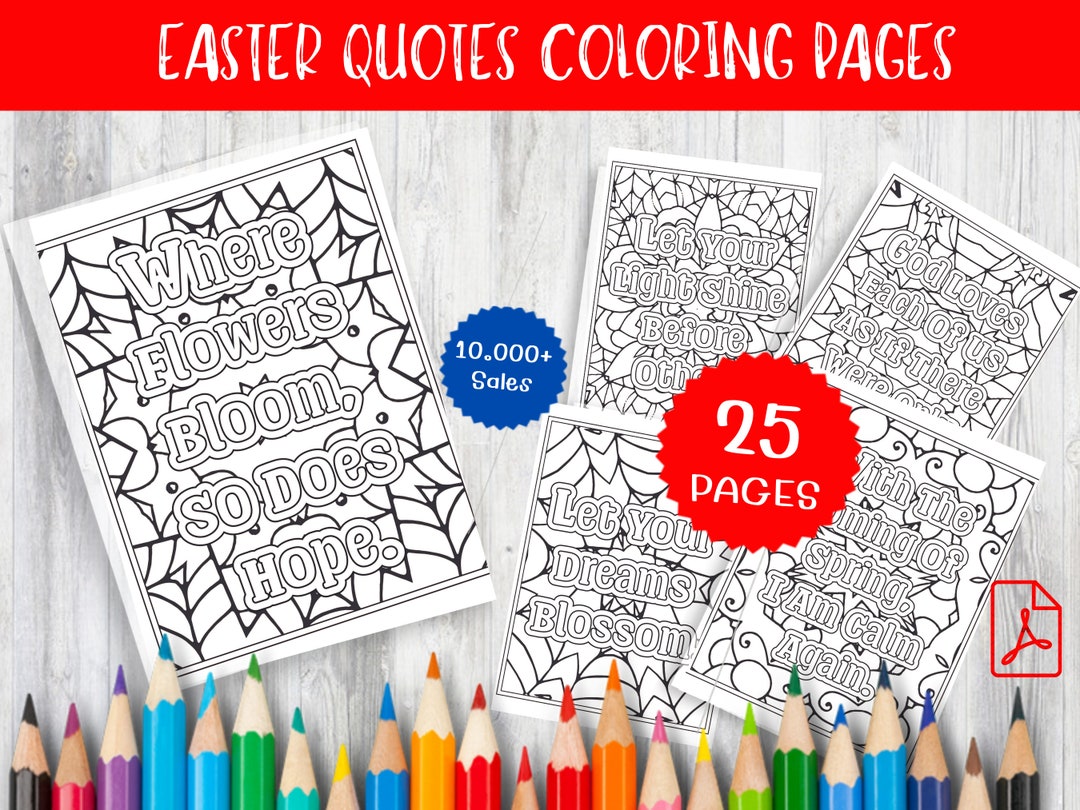 Easter Quotes Coloring Pages for Adult & Kids, Printable Spring Holiday ...