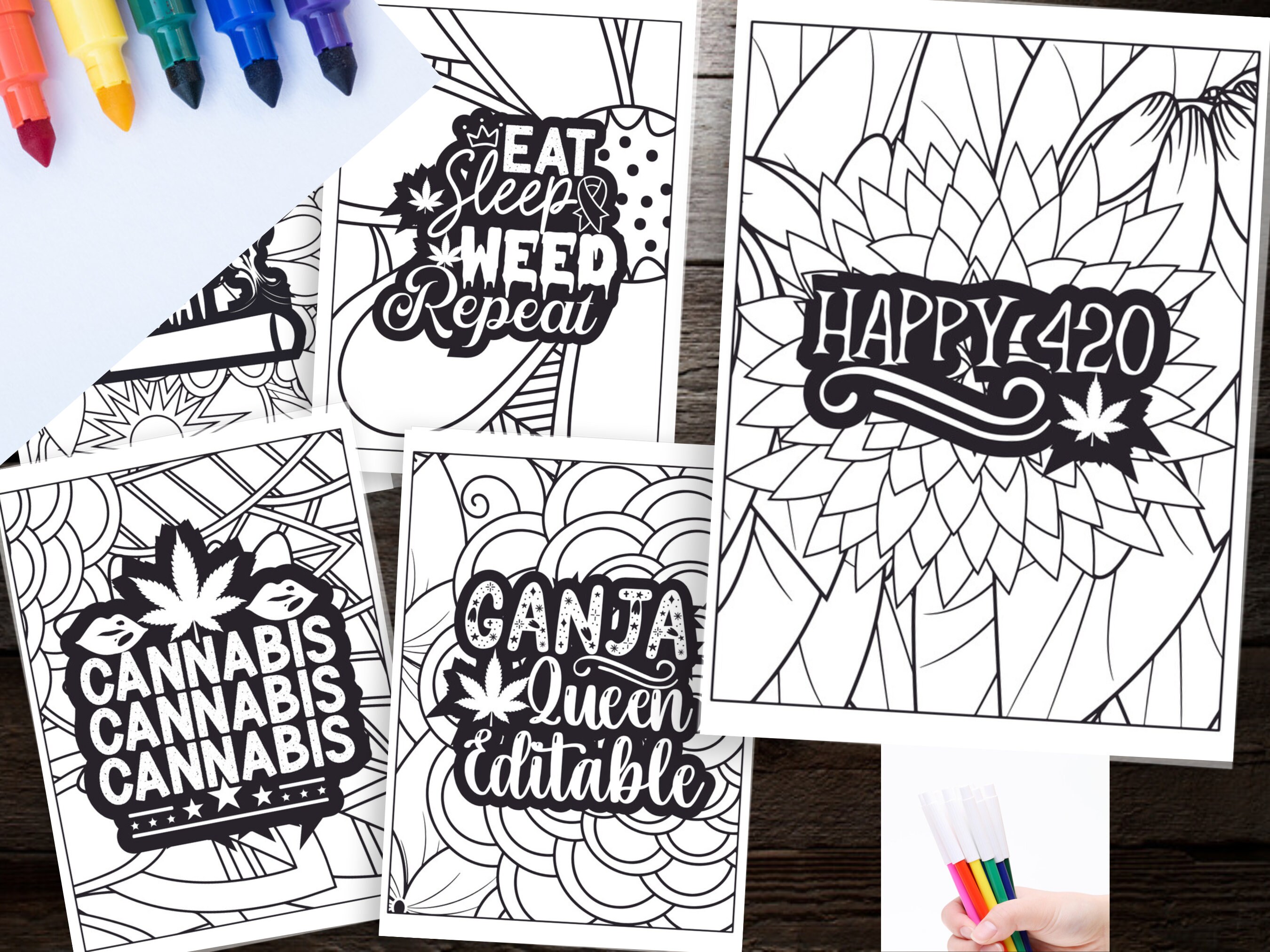 40 Weed Quotes Coloring Pages for Adults Stoner Coloring Book Marijuana ...