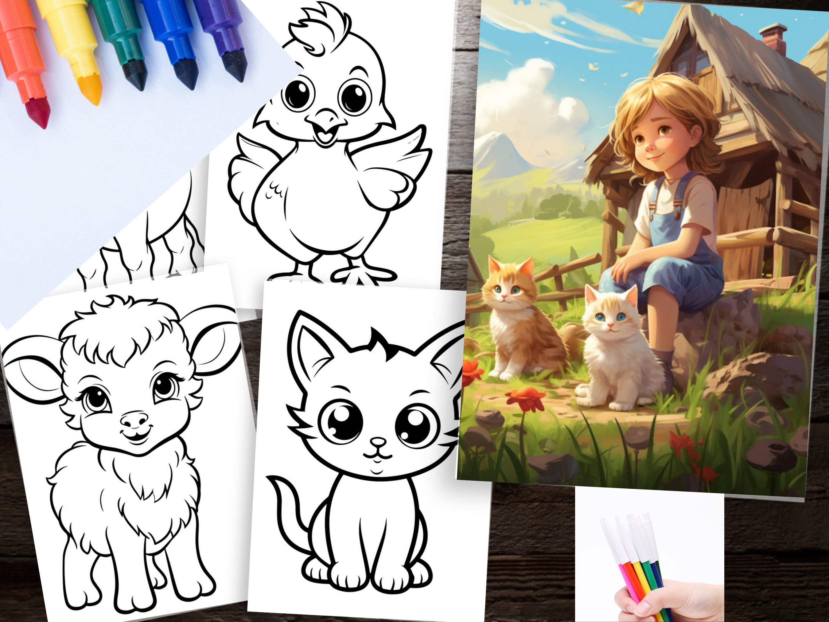 280 Farm Animals Coloring Book for Kids, Cute Farm Life Animals ...