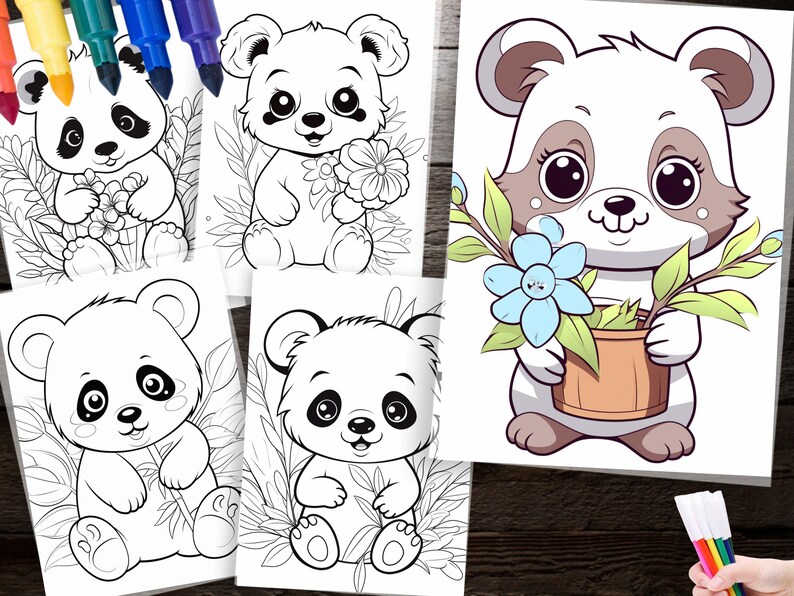 100 Panda Coloring Page for Kids and Adults Printable Animal Art for ...