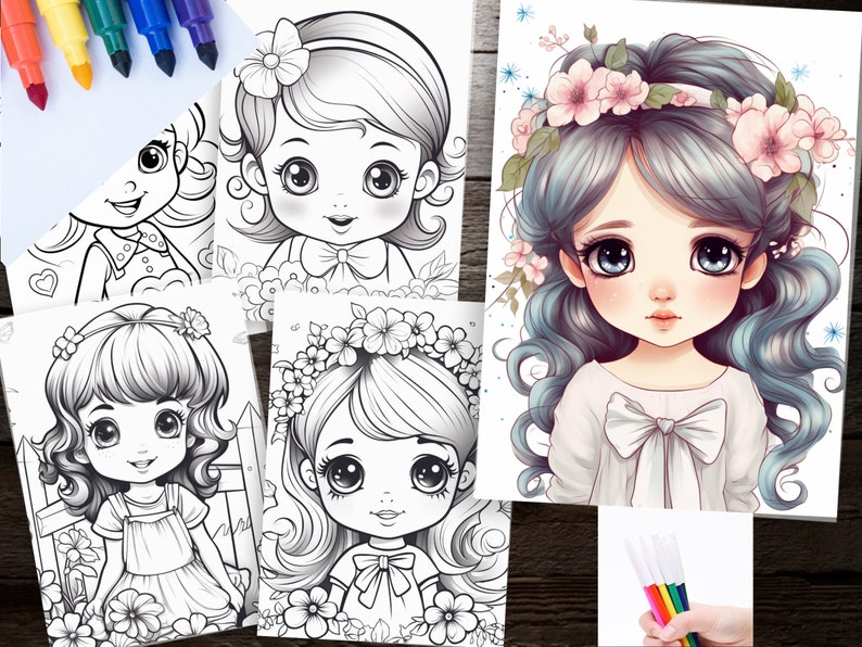 200 Cute Baby Girl Coloring Pages Instant Download PDF for All Ages ...