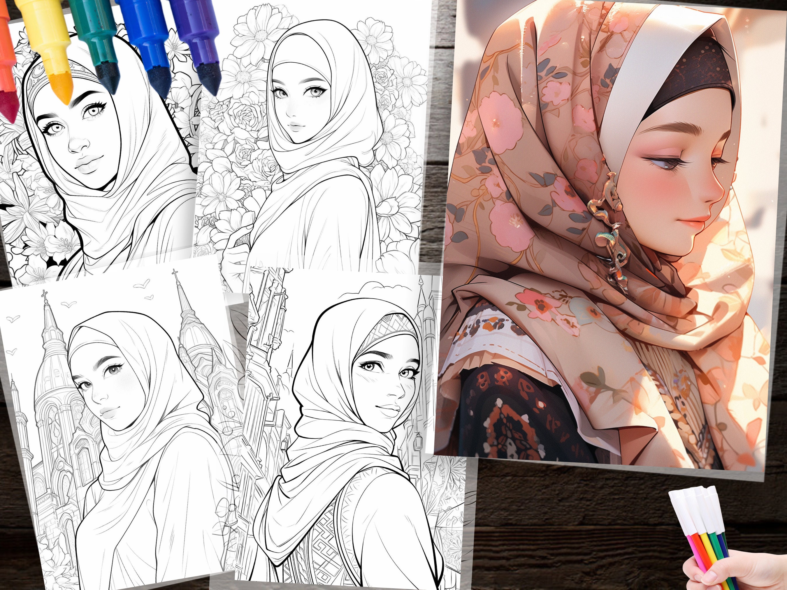 200 Muslims Hijab Coloring Pages for Muslim Women - Unique Islamic Art ...