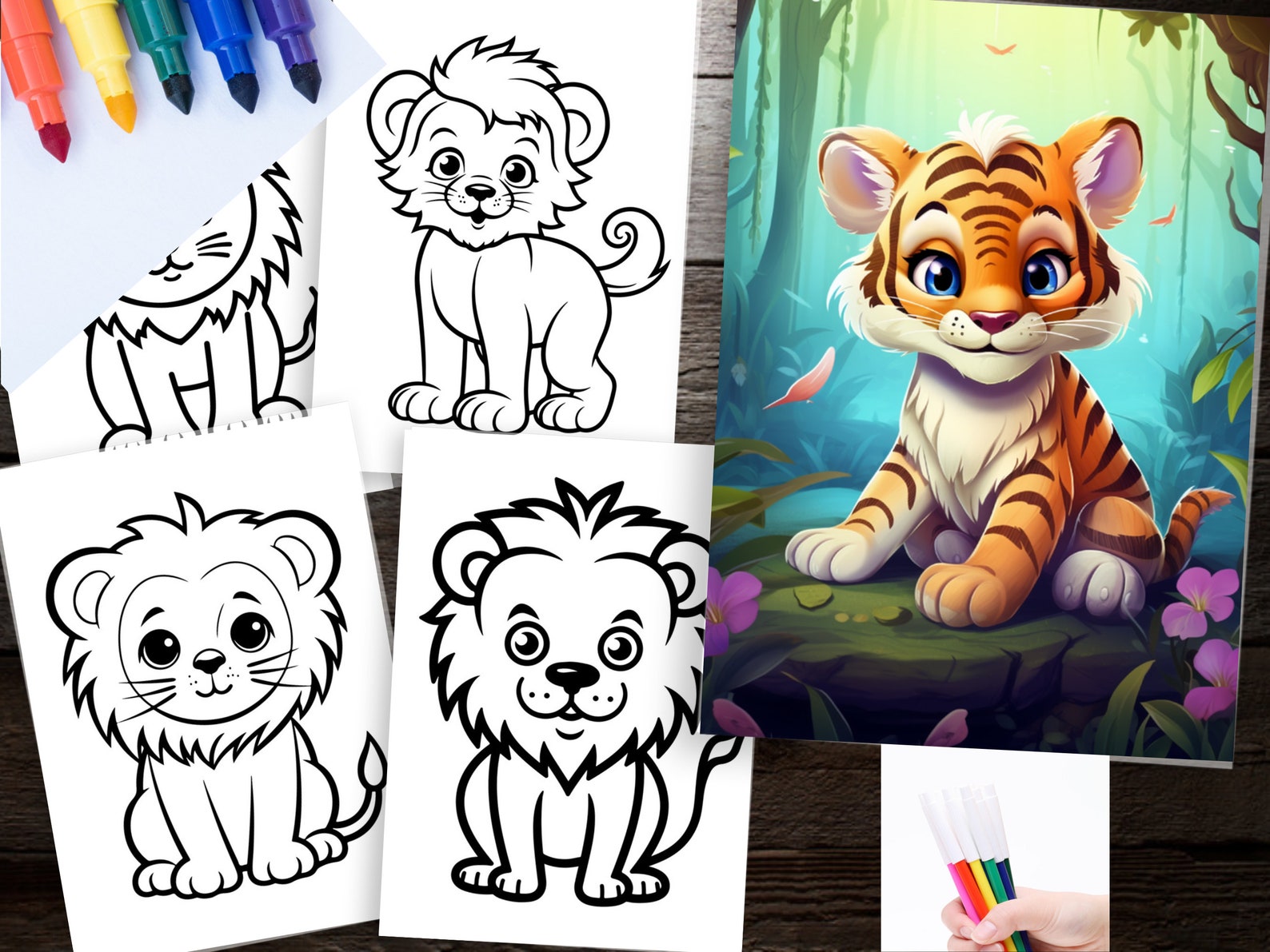 220 Wild Animals Coloring Pages for Kids - Digital Download, PDF ...
