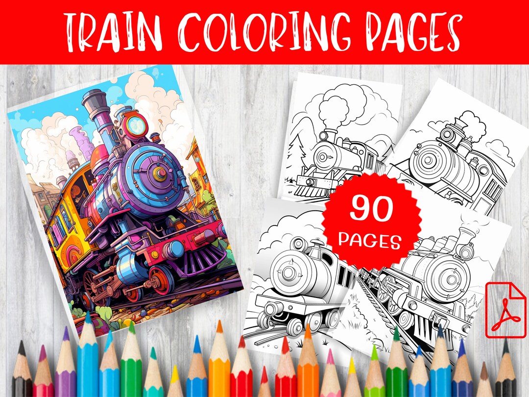 90 Train Coloring Pages for All Ages, Printable Railway Designs, Fun ...