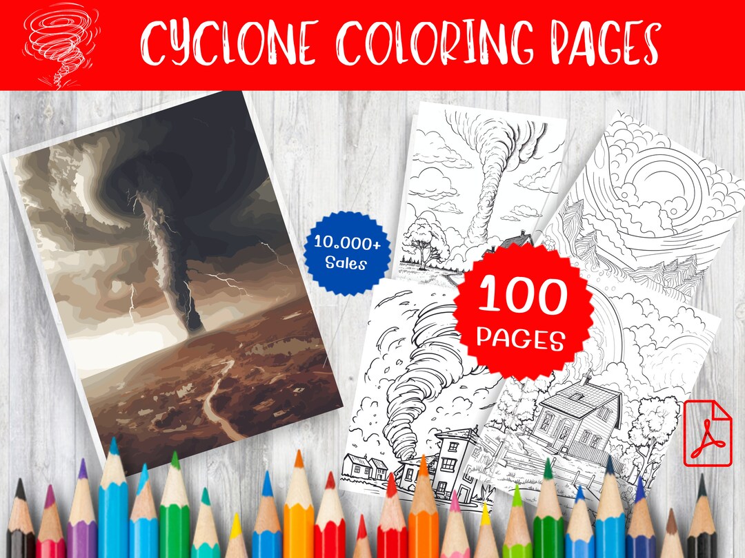 100 Cyclone Coloring Pages - Intricate Storm Designs (printable Digital ...