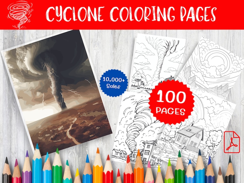 100 Cyclone Coloring Page for Relaxation - Printable Digital Download ...