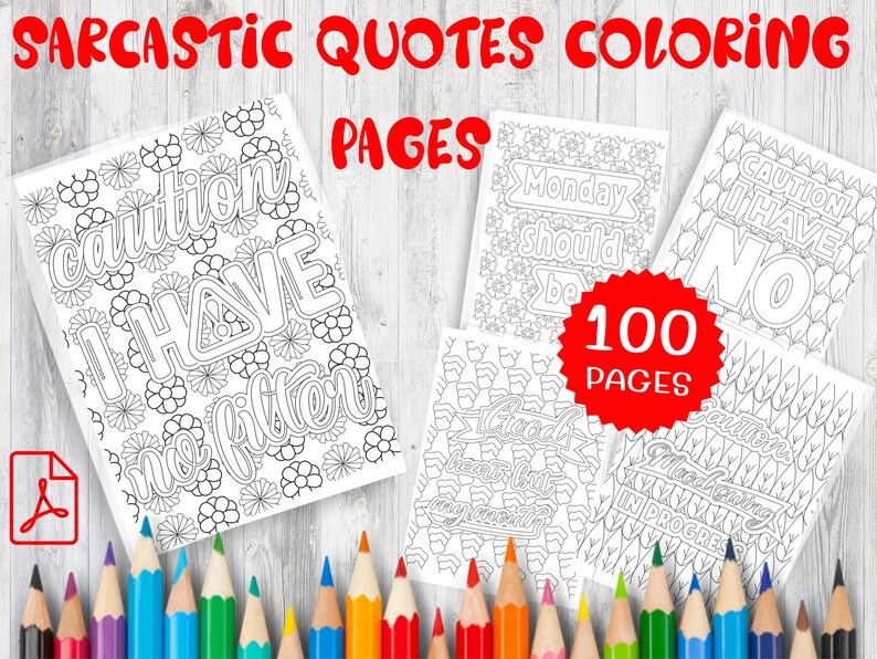 100 Sarcastic Quotes Coloring Pages, Printable Snarky Sayings for ...