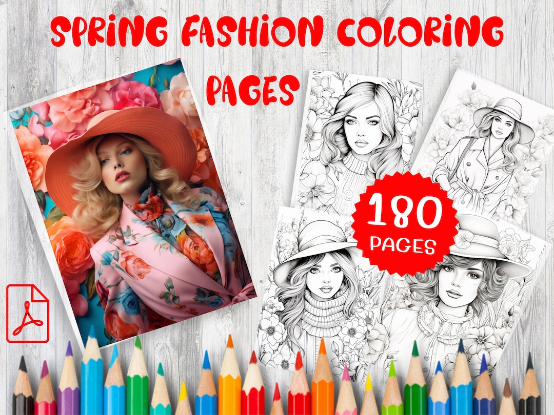 180 Spring Fashion Coloring Pages | Trendy Spring Outfits | Stylish ...