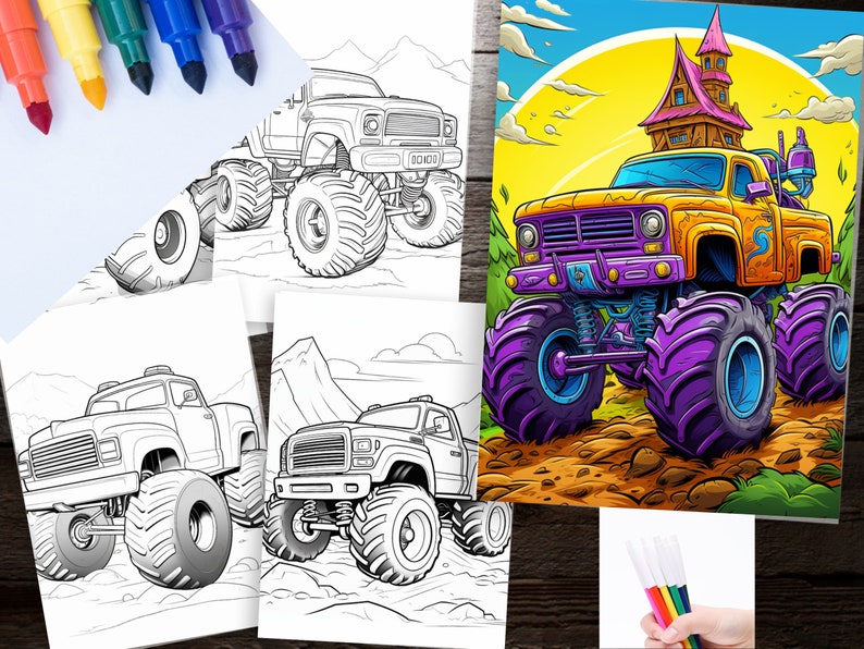 200 Monster Trucks Coloring Sheets, Children Sheets Activities for Kids ...