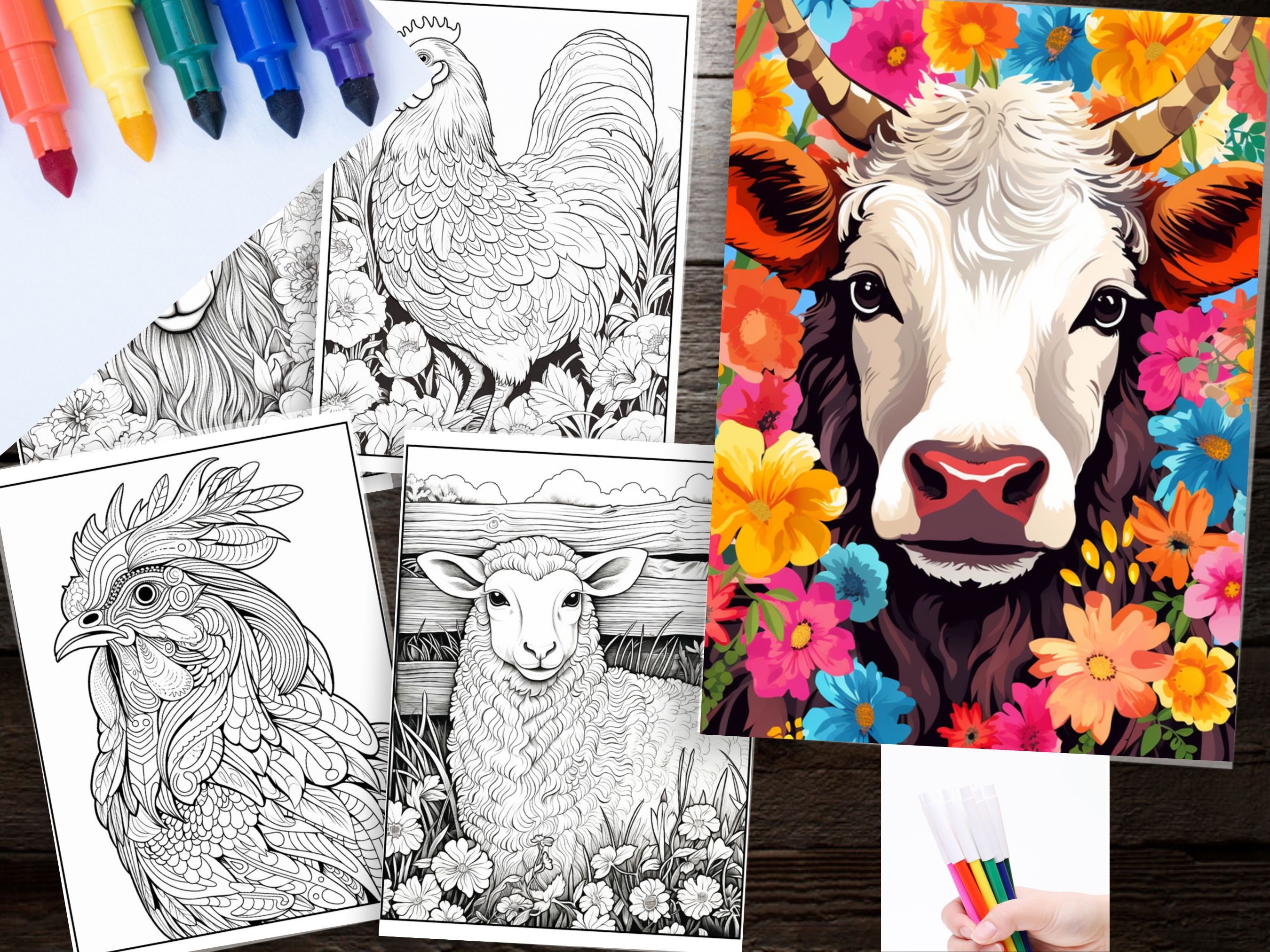 100 Farm Animal Coloring Pages for Relaxation and Fun Printable and ...