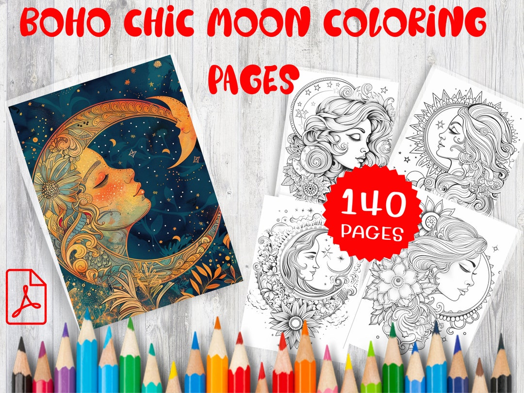 140 Boho Chic Moon Coloring Pages - Mystical Celestial Art for ...