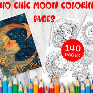 140 Boho Chic Moon Coloring Pages - Mystical Celestial Art for ...