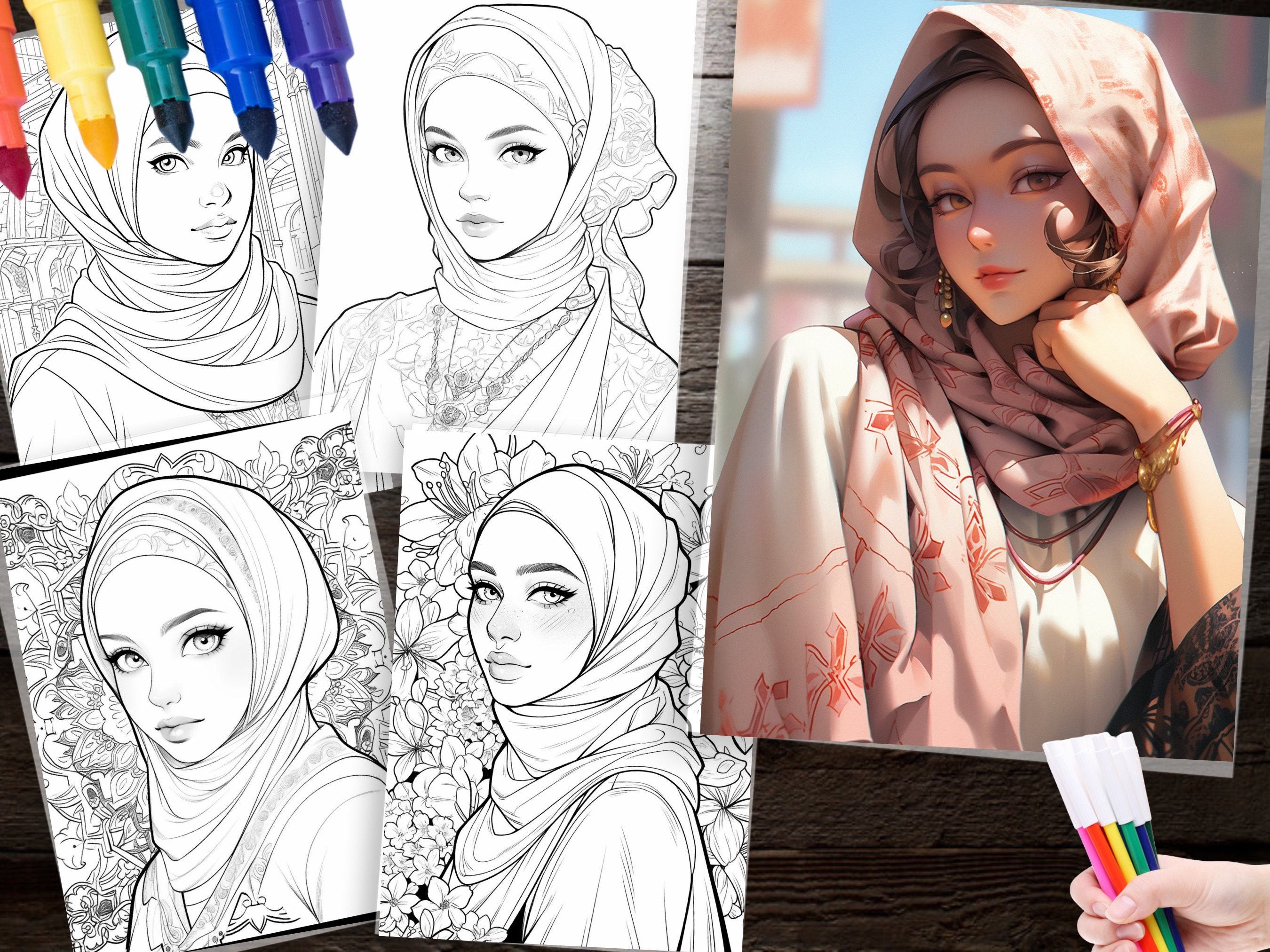 200 Muslim Girl Coloring Pages – Islamic Art for Kids (digital Download ...