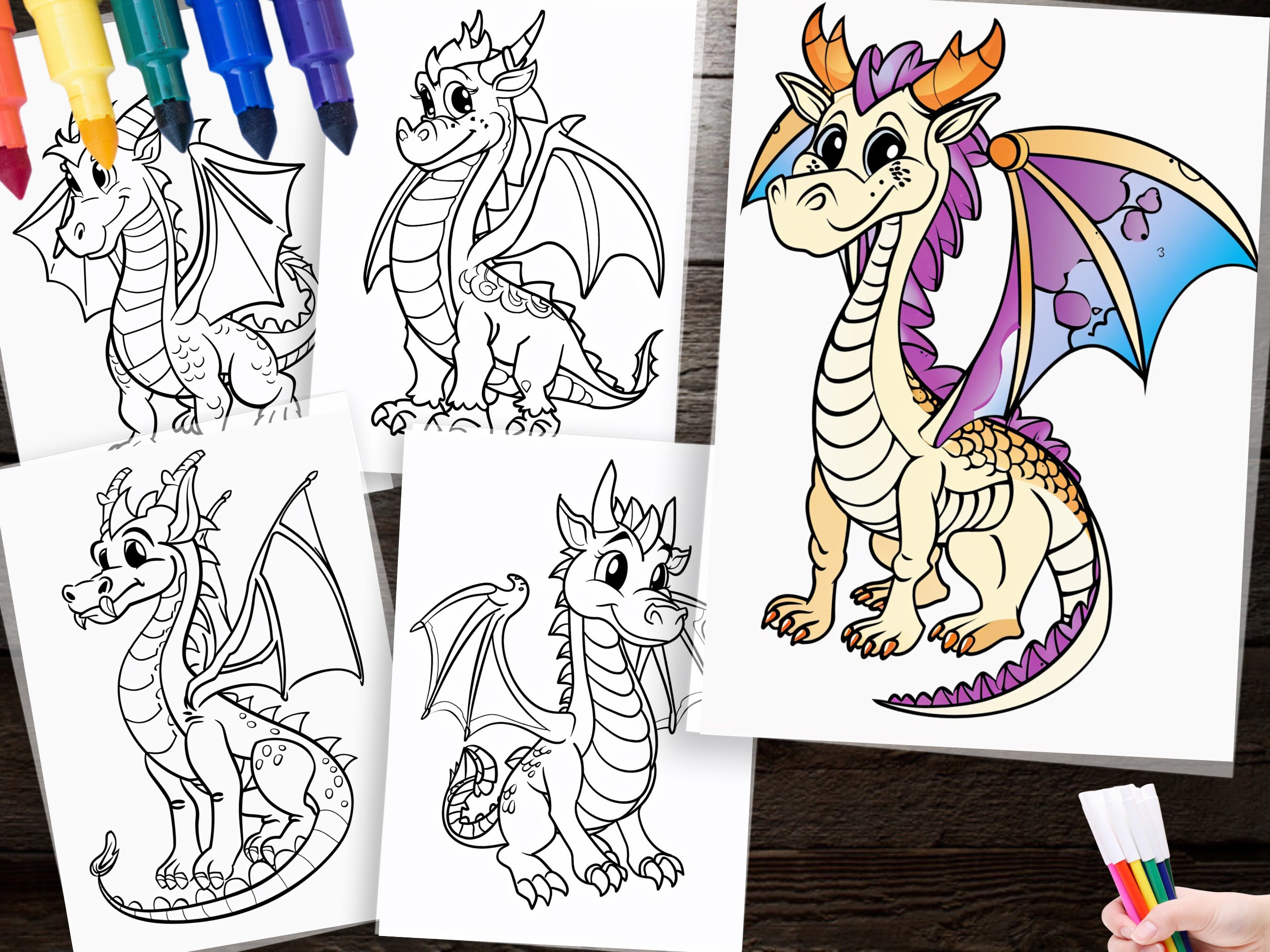100 Dragon Coloring Pages for Kids, Printable Fantasy Designs for ...