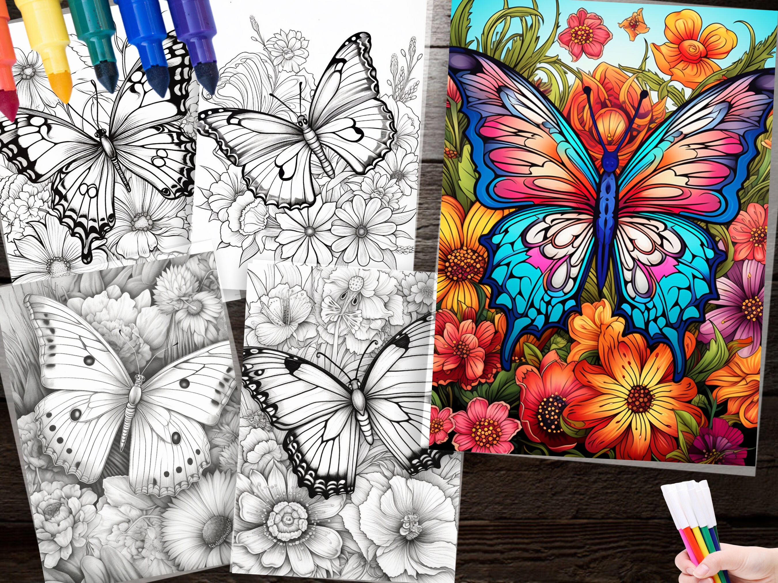 200 Butterfly Coloring Pages for Relaxation and Creativity Instant ...