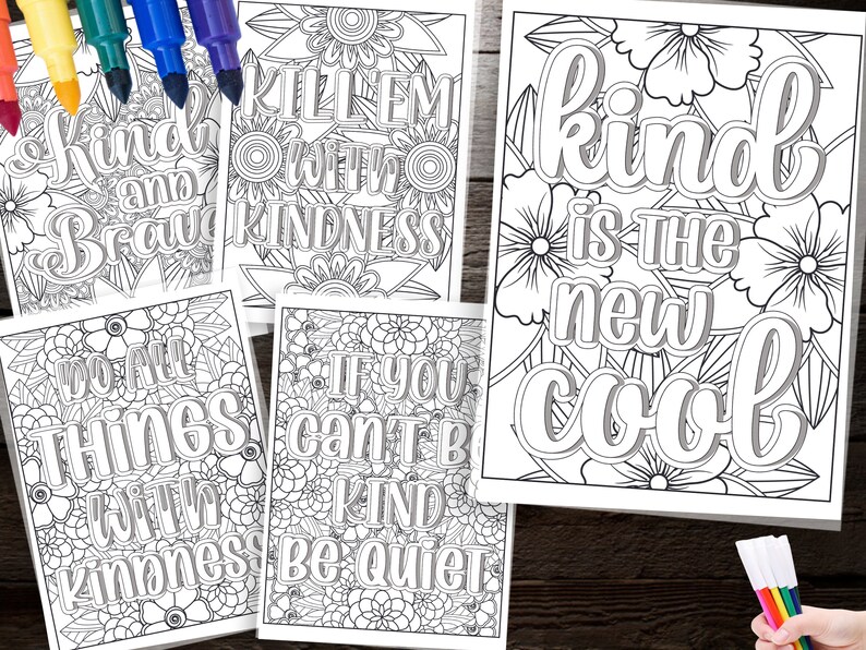 100 Beautiful Kindness Quotes Coloring Pages for Relaxation ...