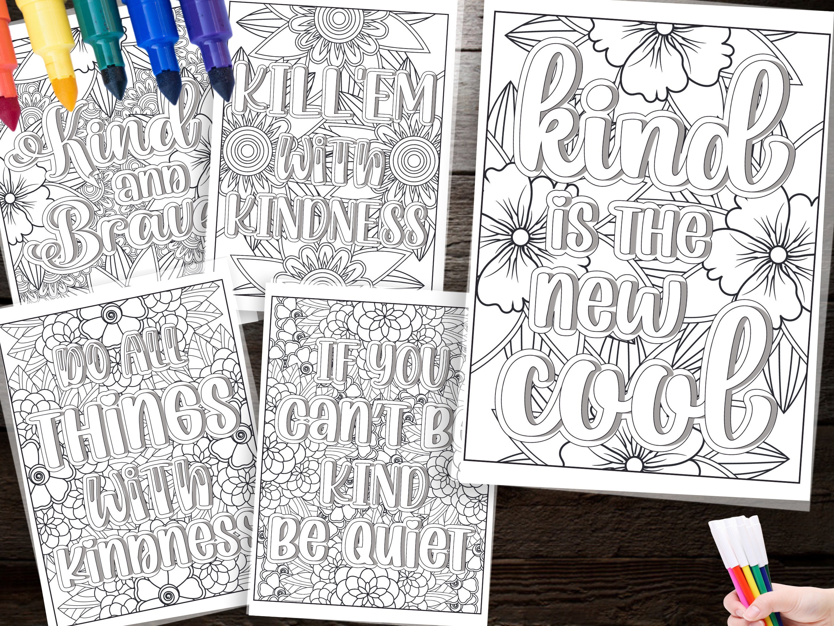100 Beautiful Kindness Quotes Coloring Pages for Relaxation ...
