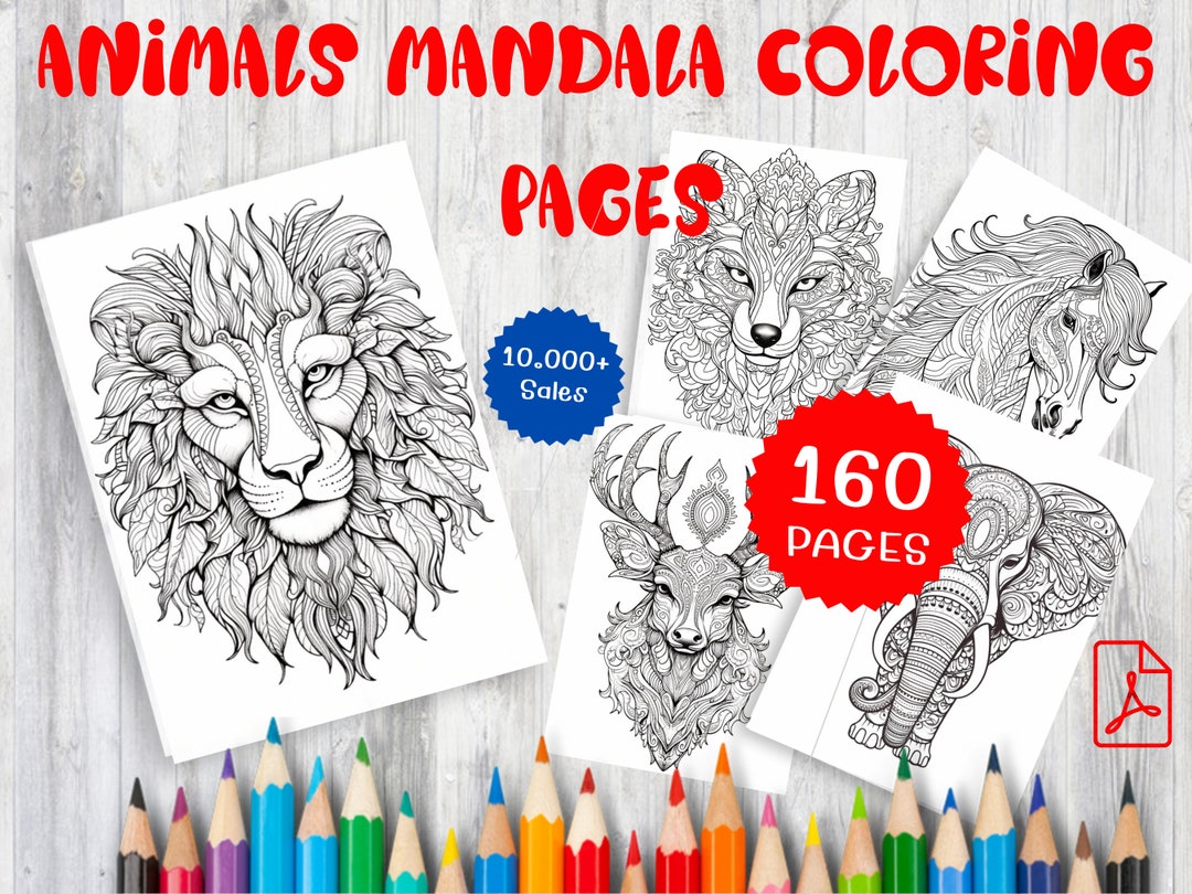 160 Animals Mandala Coloring Pages - Printable Adult Coloring Sheets ...
