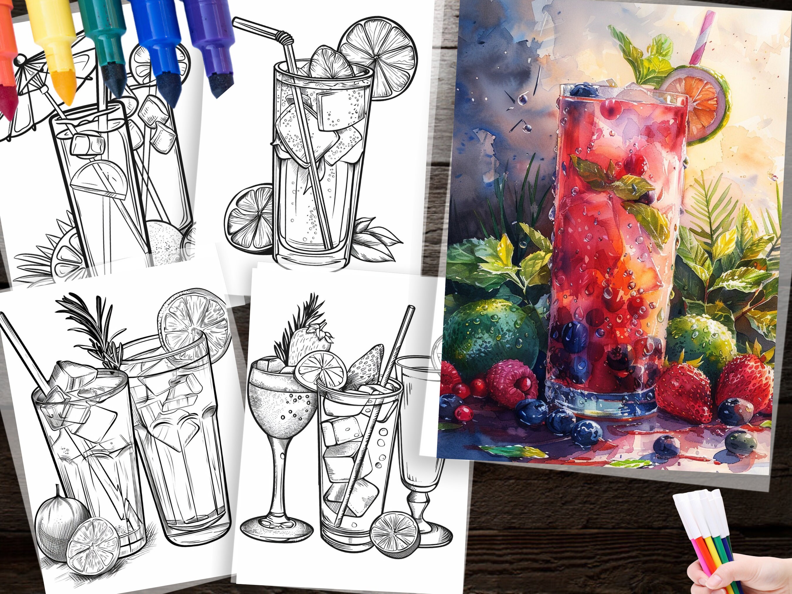 130 Summer Drinks Printable Coloring Pages for Relaxation & Fun ...
