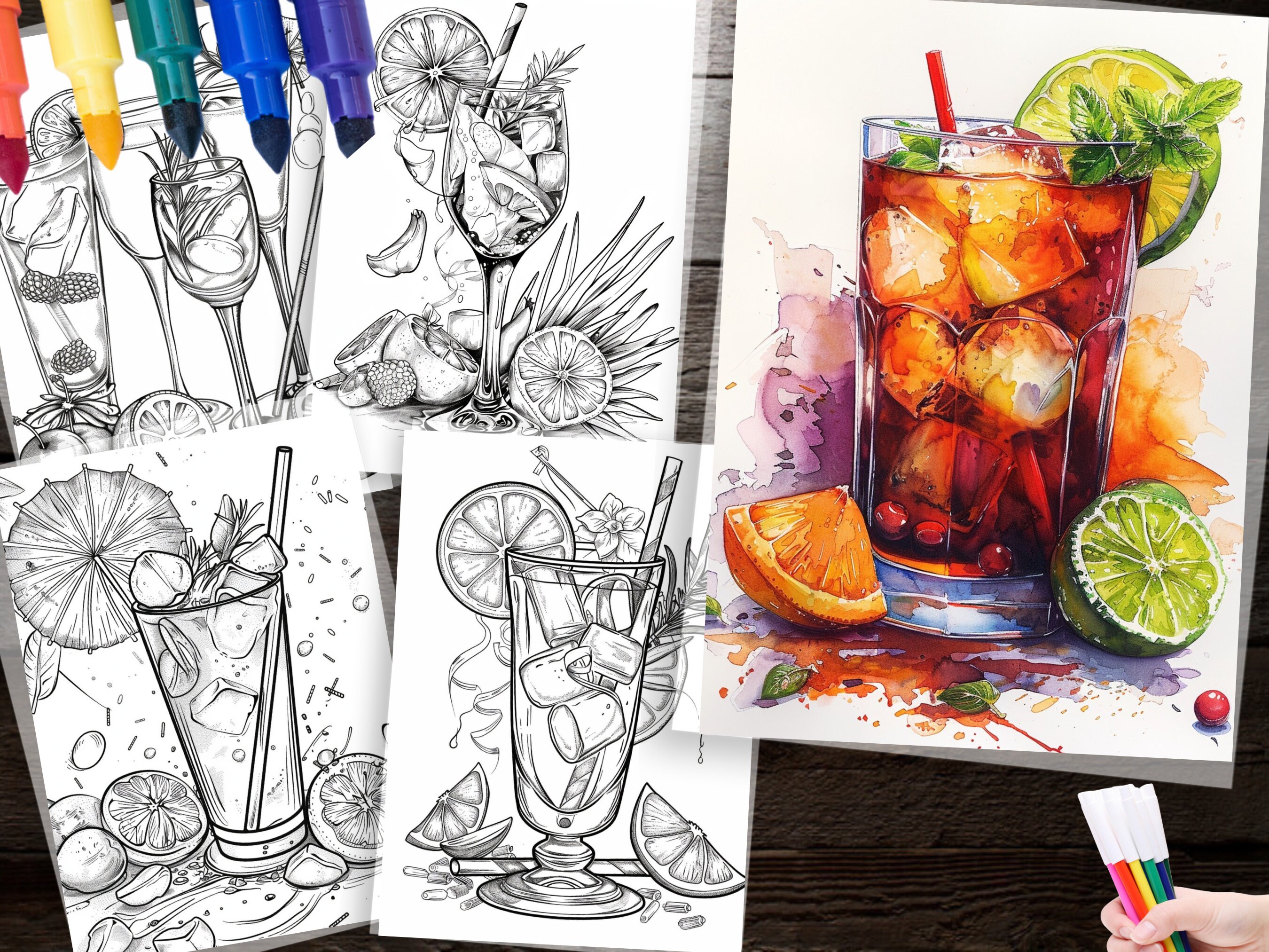 130 Summer Drinks Printable Coloring Pages for Relaxation & Fun Instant ...
