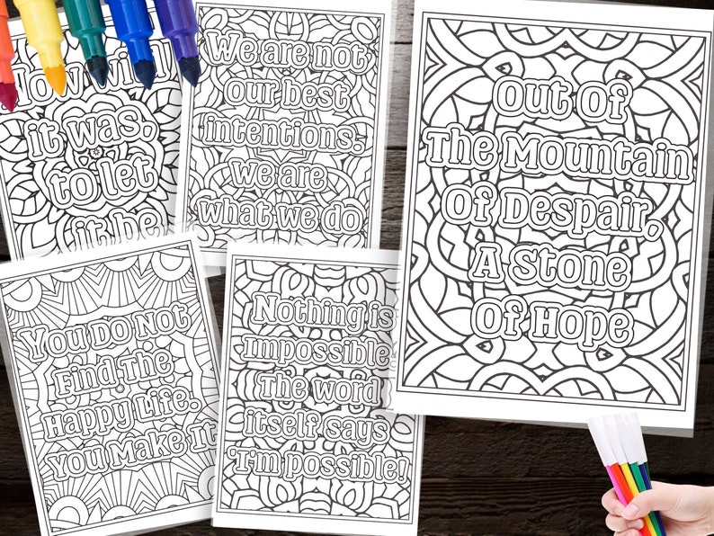 Inspirational Quotes Coloring Pages - Relaxing and Motivational Sayings ...