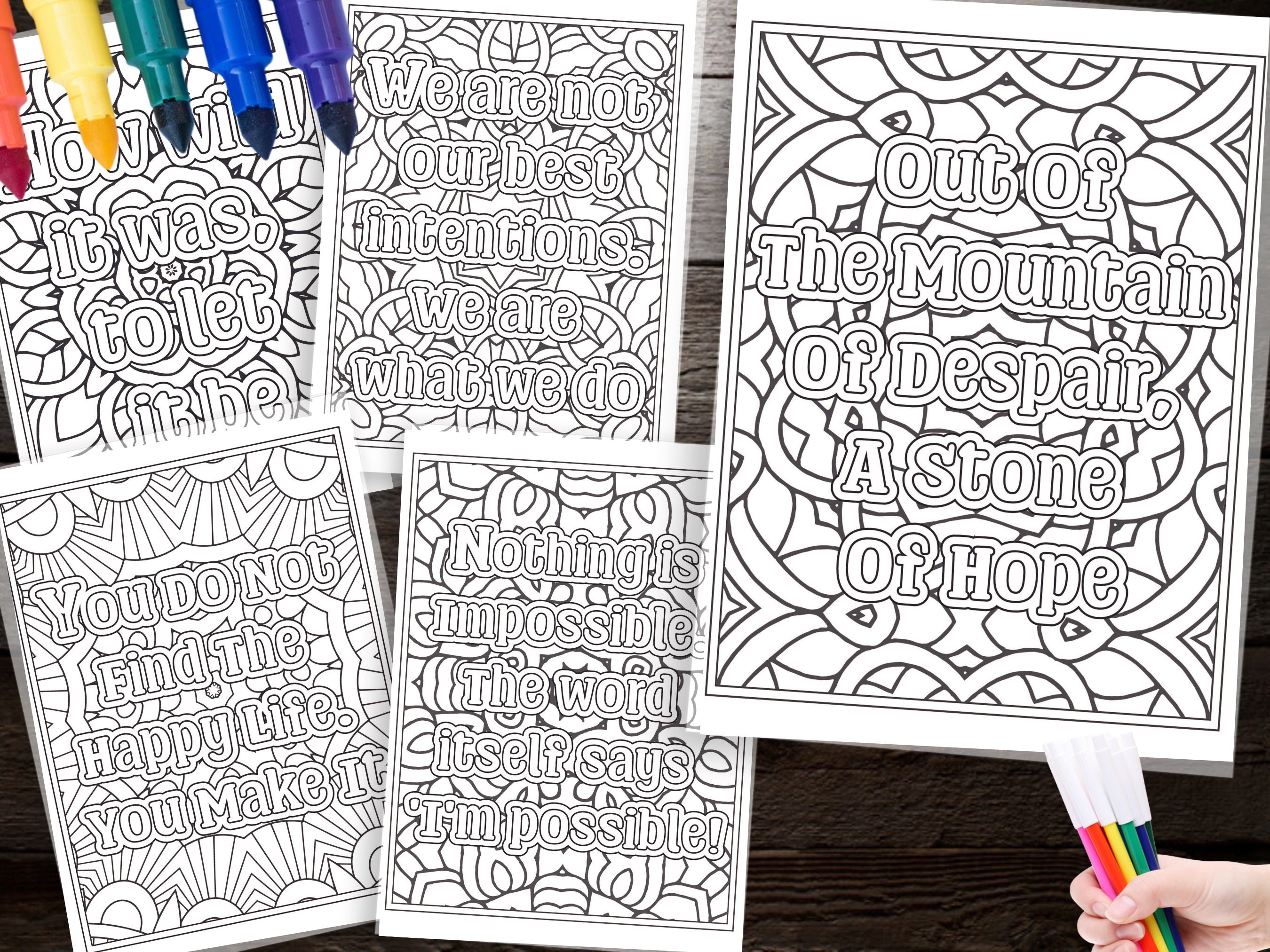 Inspirational Quotes Coloring Pages - Relaxing and Motivational Sayings ...