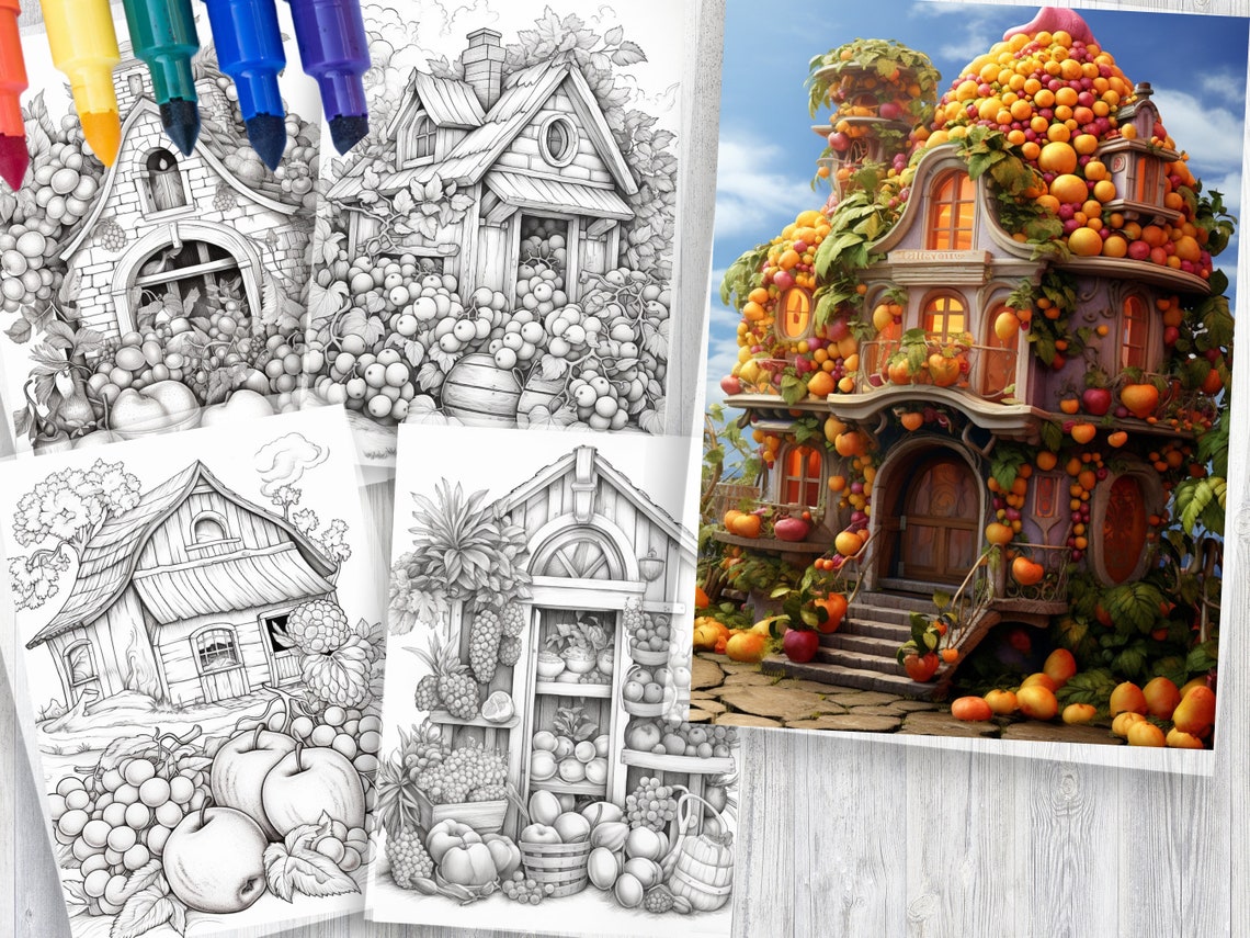 Fruit House Coloring Pages – 200 Fun Designs for All Ages (printable ...