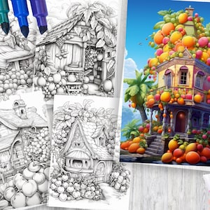 Fruit House Coloring Pages – 200 Fun Designs for All Ages (printable ...
