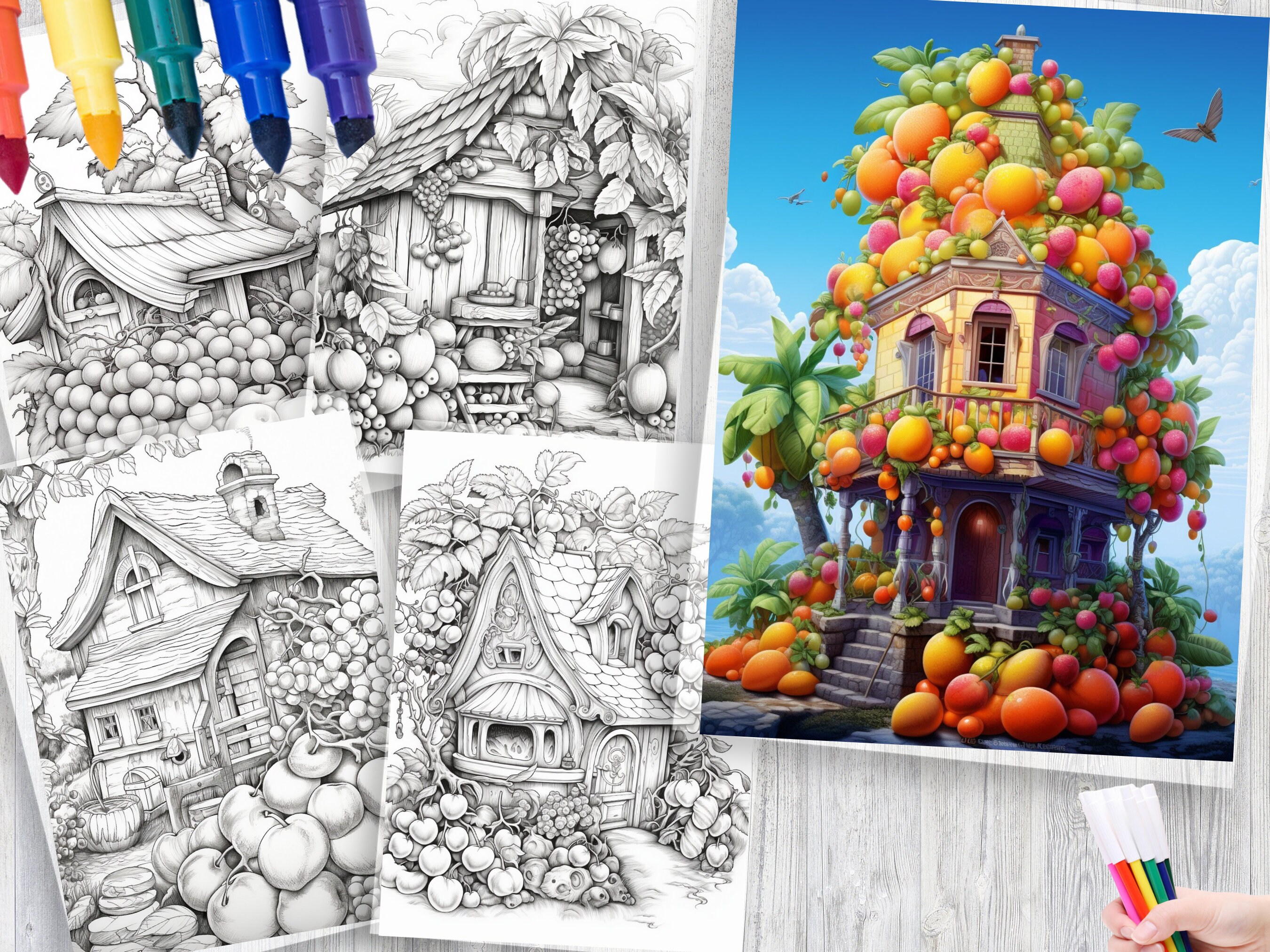 Fruit House Coloring Pages – 200 Fun Designs for All Ages (printable ...