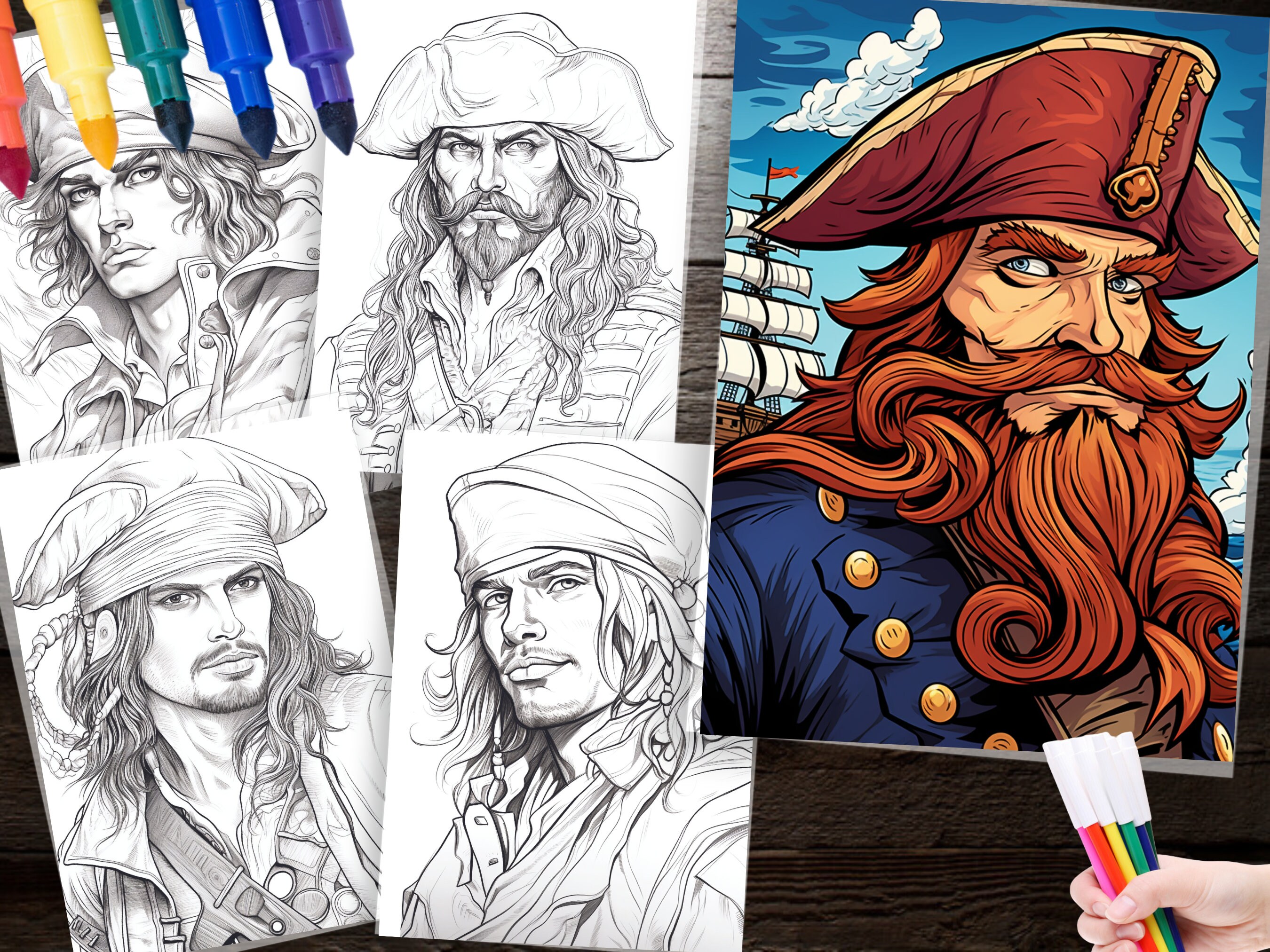 280 Pirate Coloring Page Digital Download DIY Art Activity Printable ...