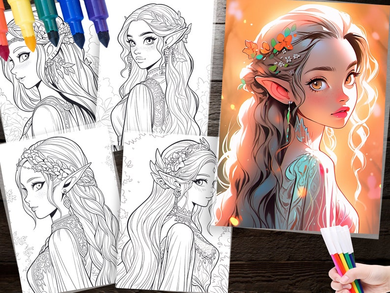 300 Enchanting Elf Princess Coloring Pages Printable Fairy Tale Art for ...