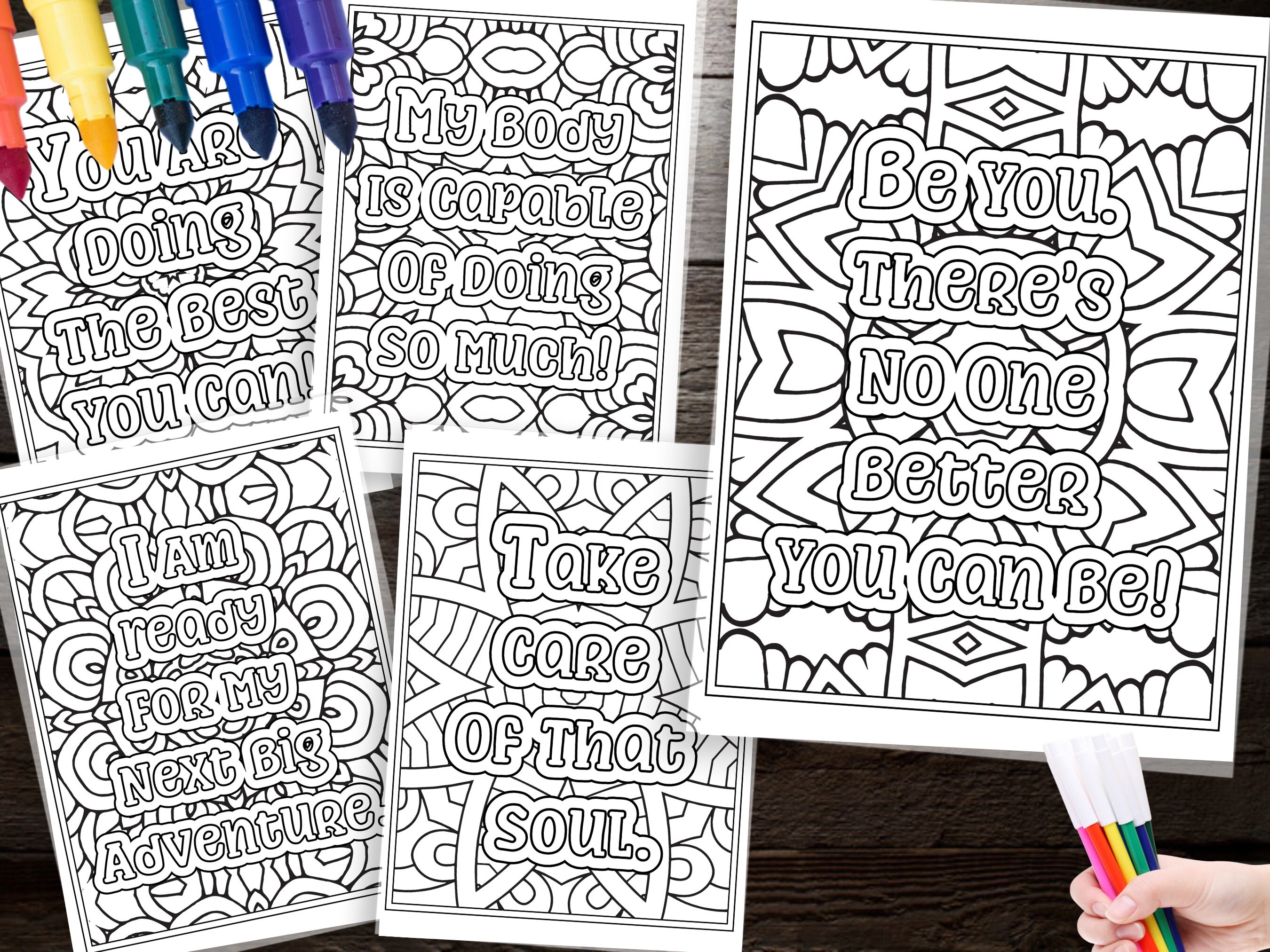 Positive Vibes Coloring Pages - Relaxing Adult Coloring Book for ...