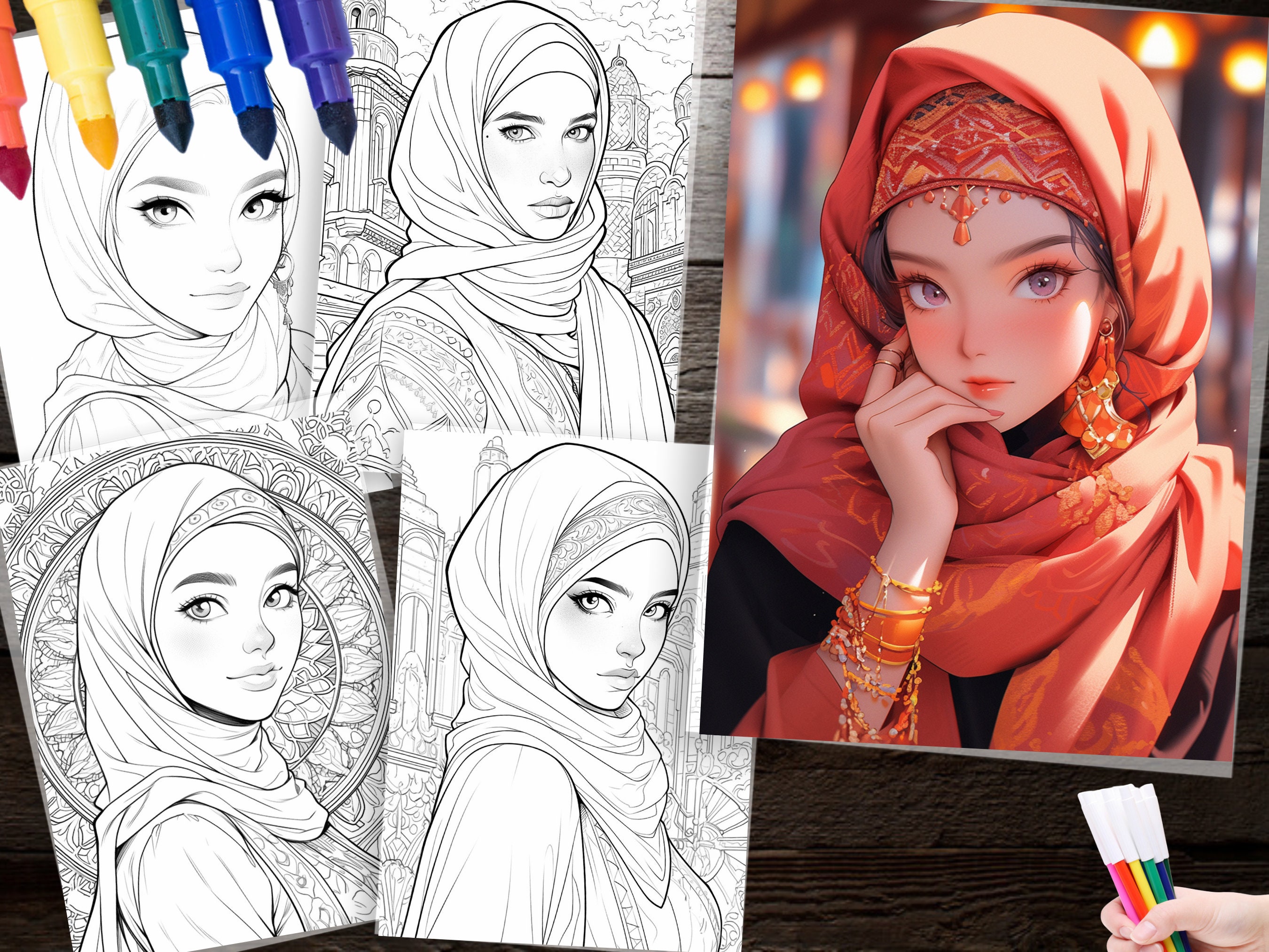200 Hijab Coloring Pages Unique and Inspiring Islamic Art for ...