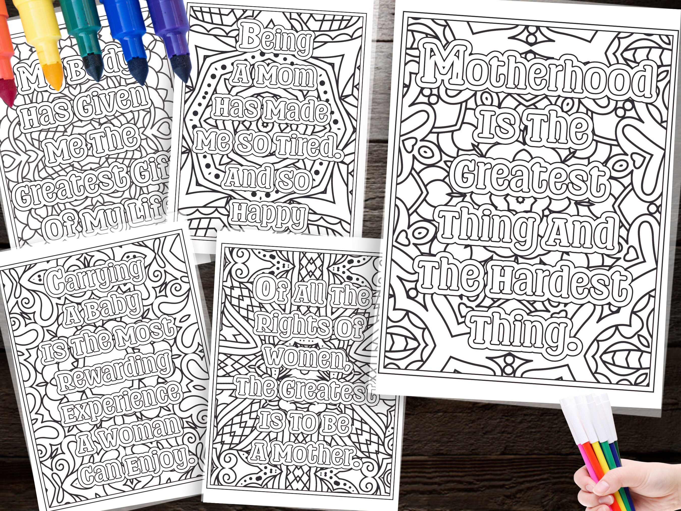 Pregnant Women Quotes Coloring Pages Relaxing Pregnancy Art for ...