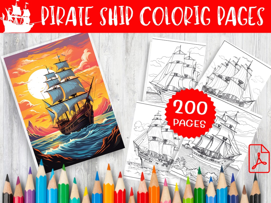 200 Pirate Ships Coloring Pages - Printable Pdfs for Kids & Adults ...