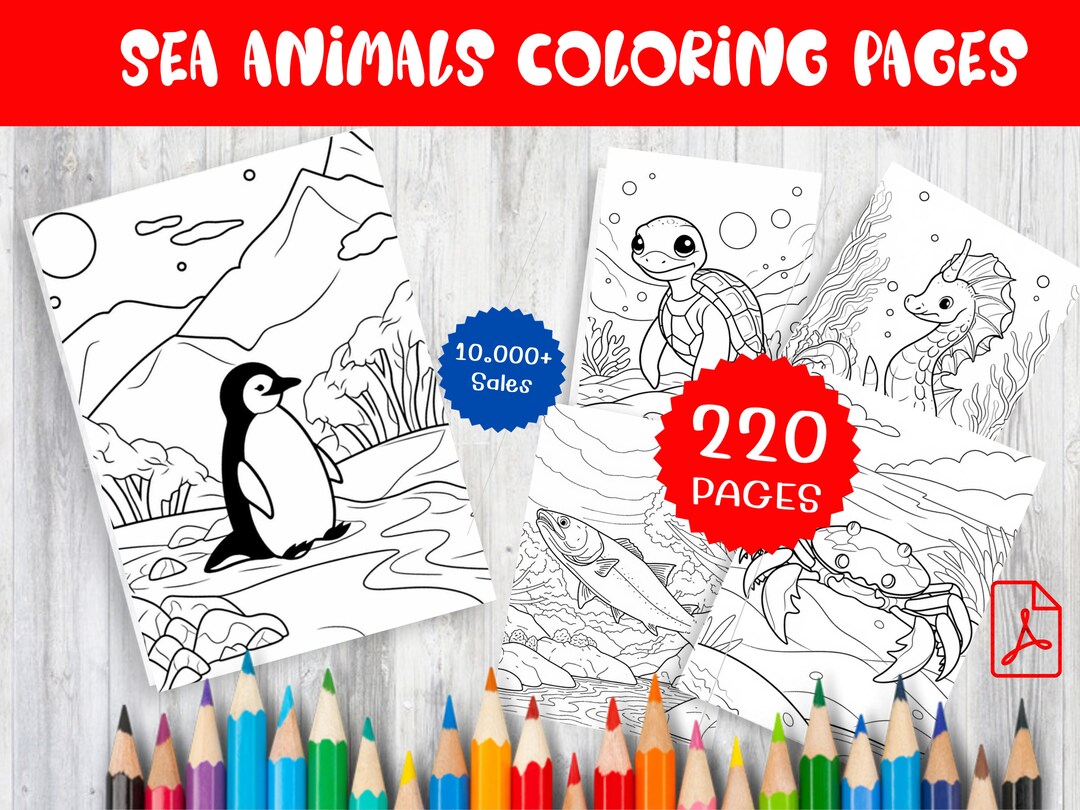 220 Sea Animals Coloring Pages for Kids and Adults - Ocean Life ...