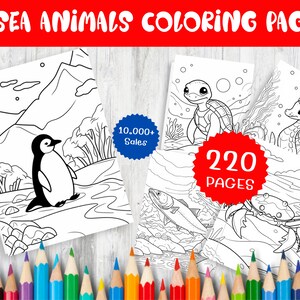 220 Sea Animals Coloring Pages for Kids and Adults - Ocean Life ...
