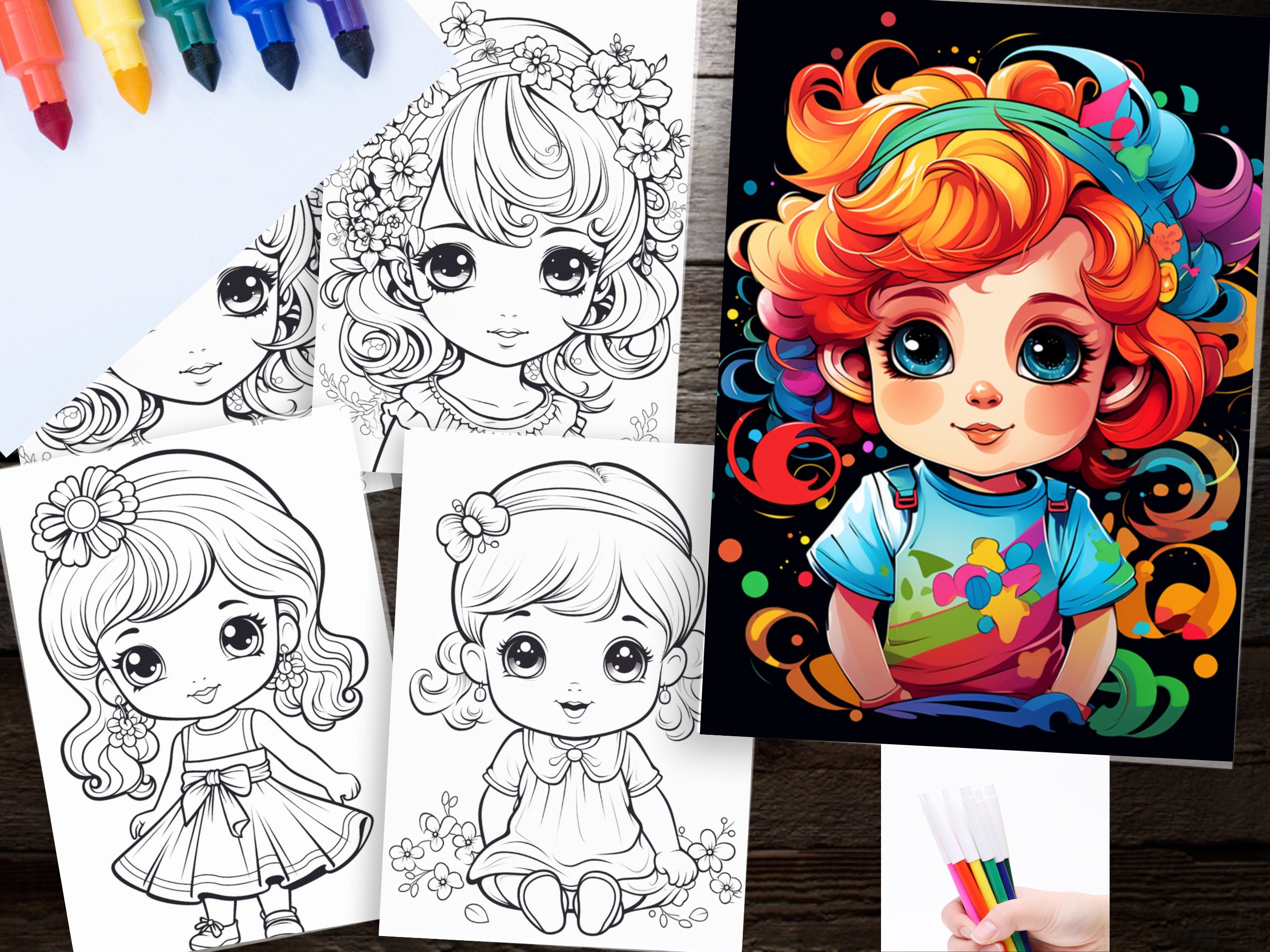 200 Cute Baby Girl Coloring Pages Instant Download PDF for All Ages ...