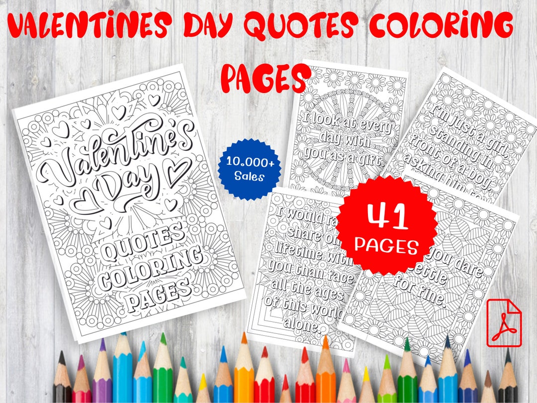 41 Valentine's Day Quotes Coloring Pages for Adults - Love Quotes ...
