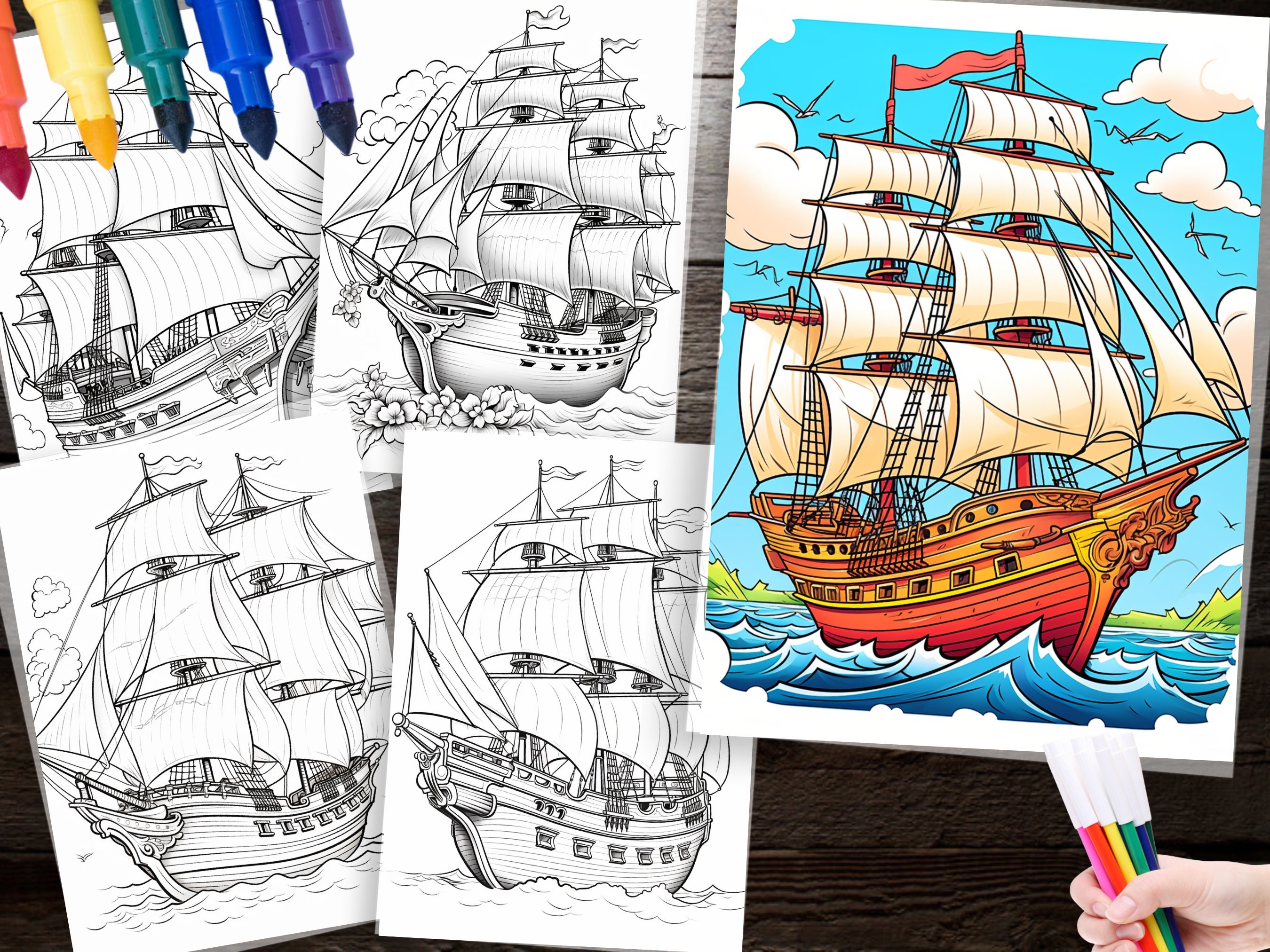 220 Pirate Ship Coloring Pages Fun and Detailed Designs for All Ages ...