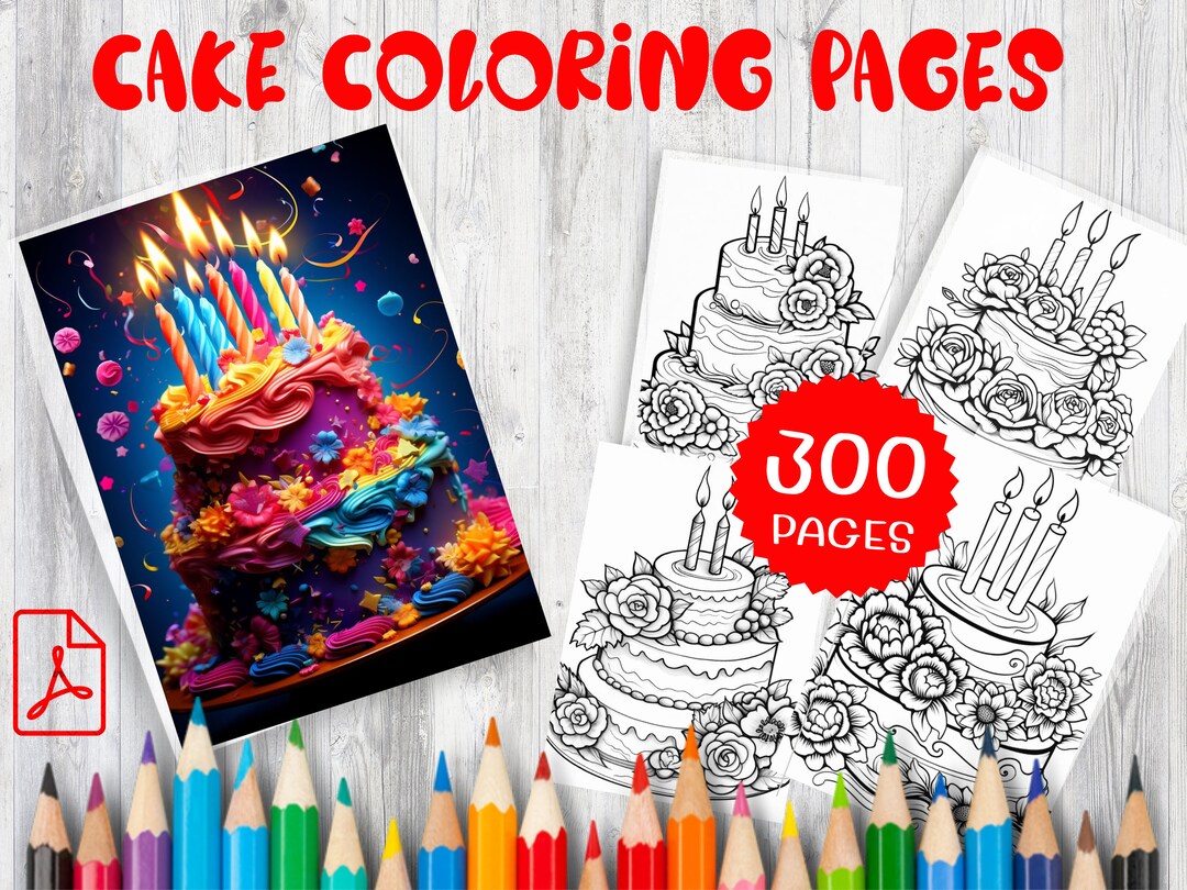 300 Birthday Cake Coloring Pages - Printable Designs for Kids and ...