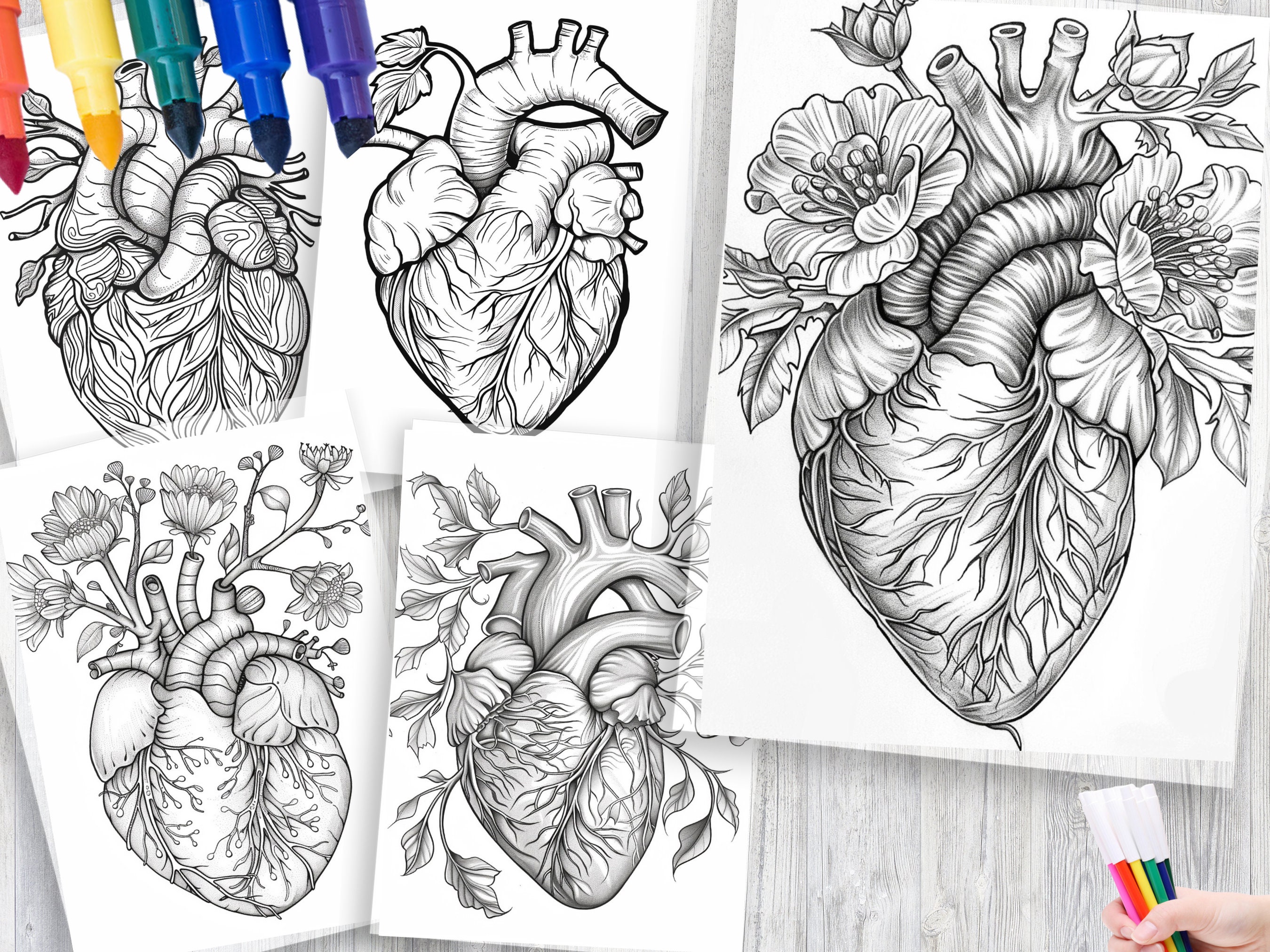 140 Charming Heart Coloring Pages, Relaxation & Creativity Printable ...