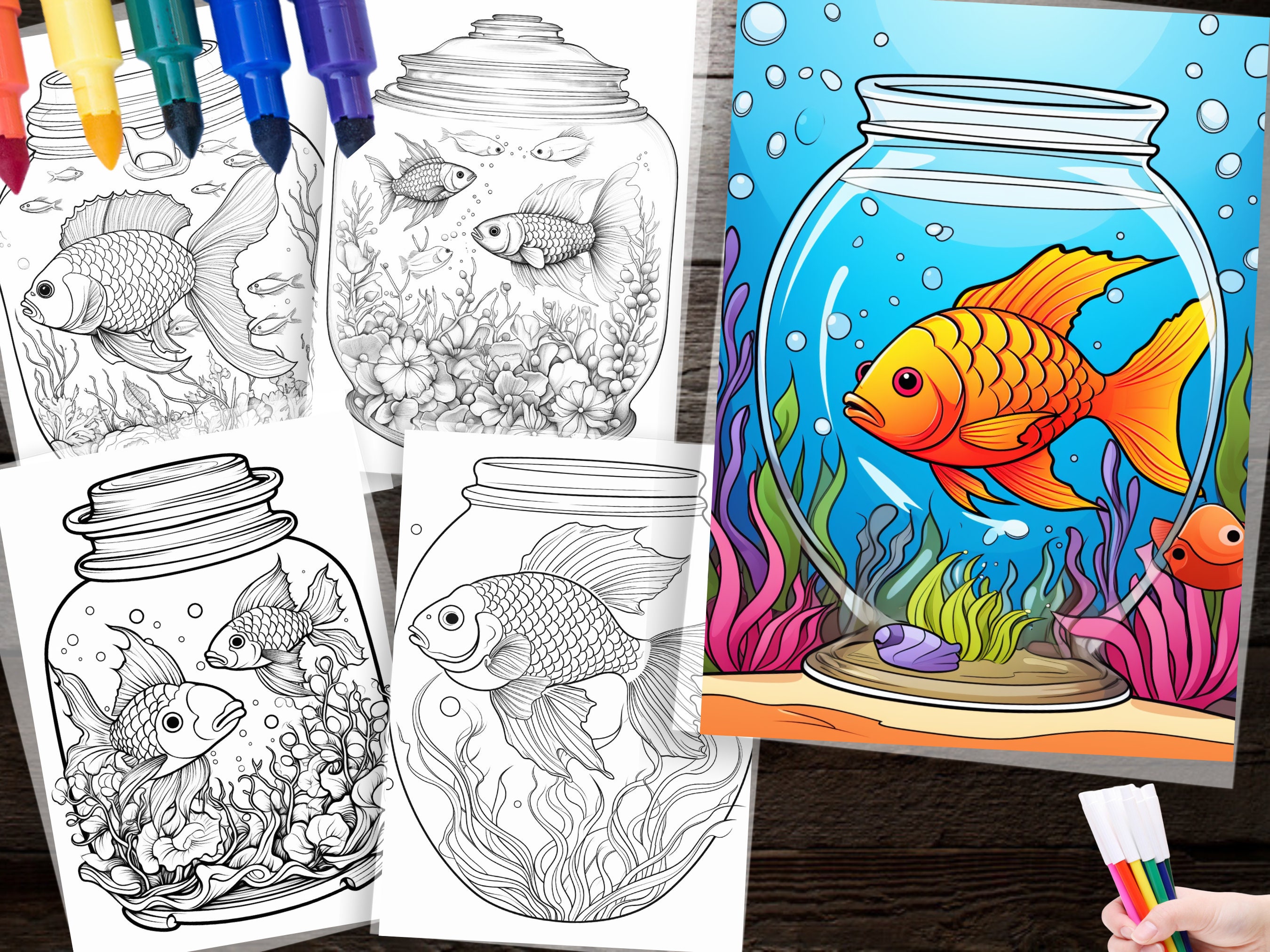 160 Aquarium Fish Coloring Page for Relaxation & Creativity Printable ...