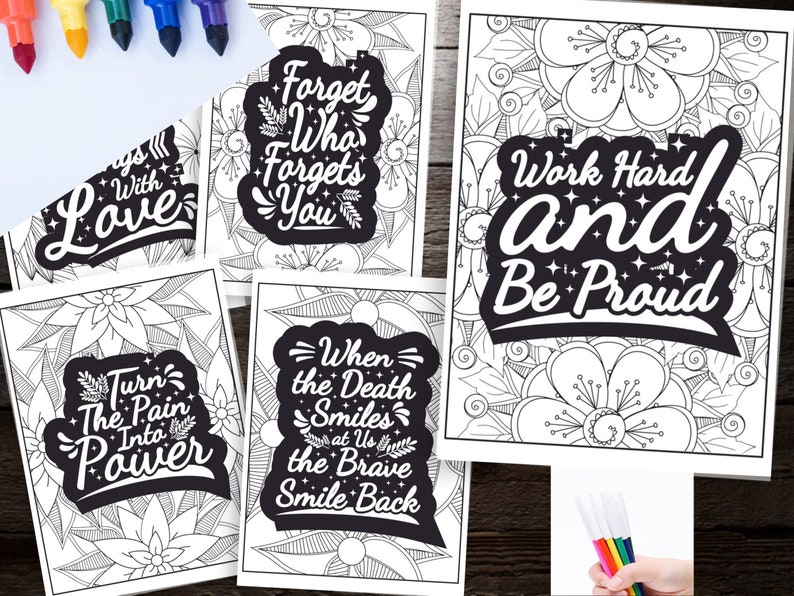 120 Printable Inspirational Quotes Coloring Book Pages Adult - Instant ...