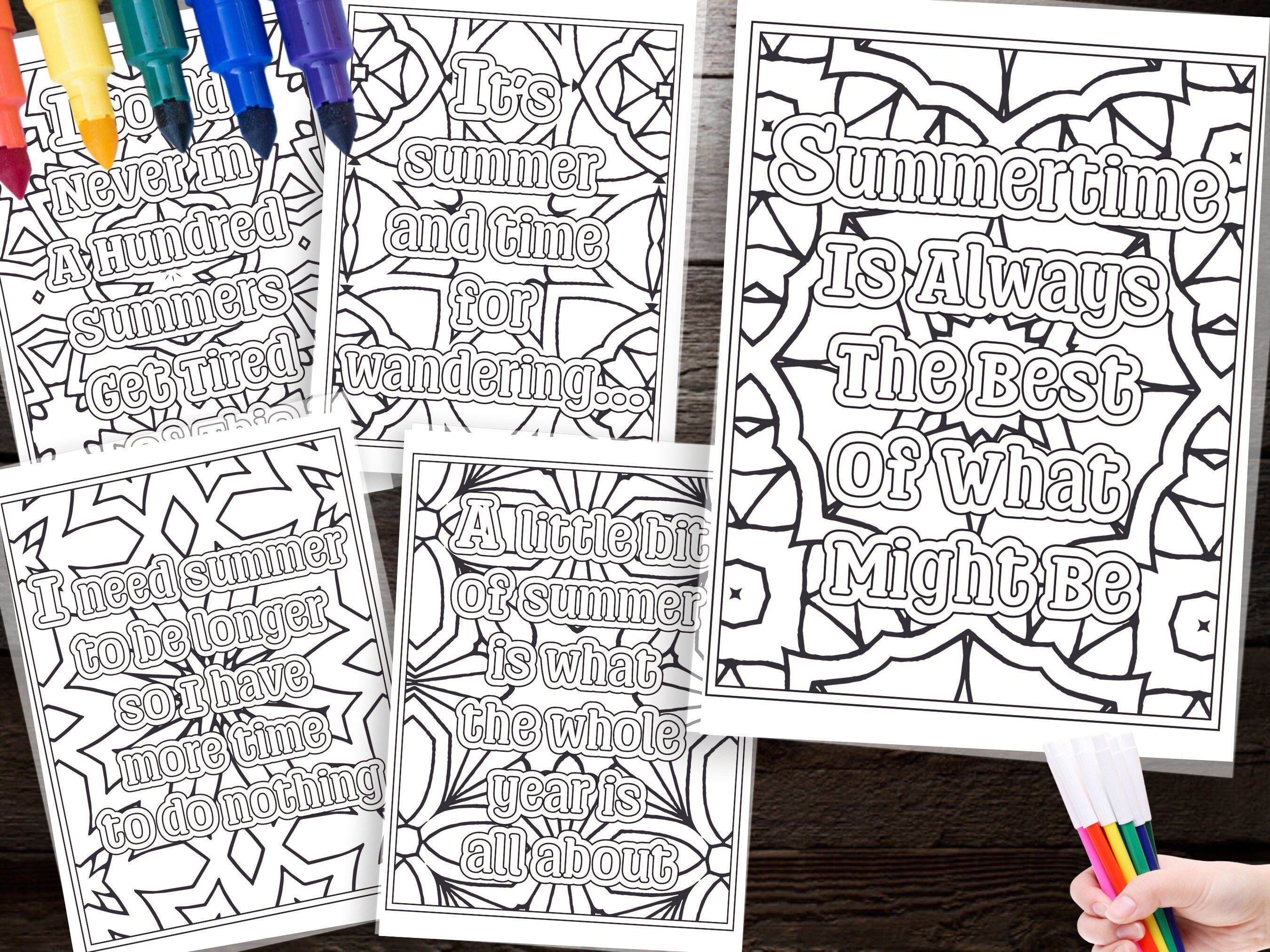 Summer Quotes Coloring Pages - Relaxing and Fun Summertime Creative ...