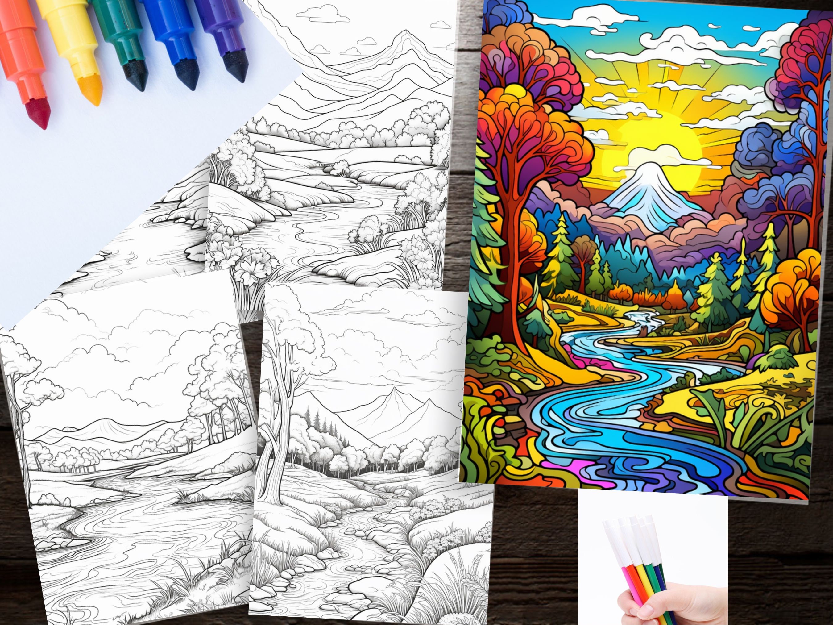 180 Landscapes Coloring Pages Instant Download Digital Prints Perfect ...